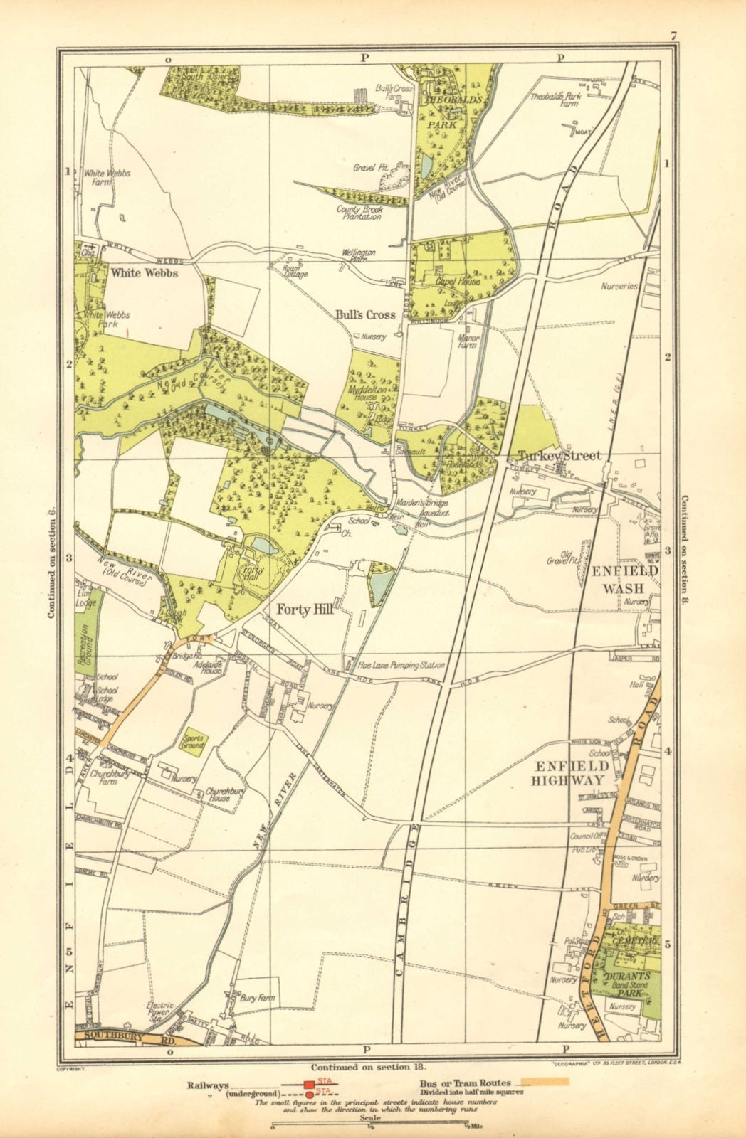 ENFIELD.Bull's Cross,Enfield Wash,Forty Hill,White Webbs,Freezy Water ...