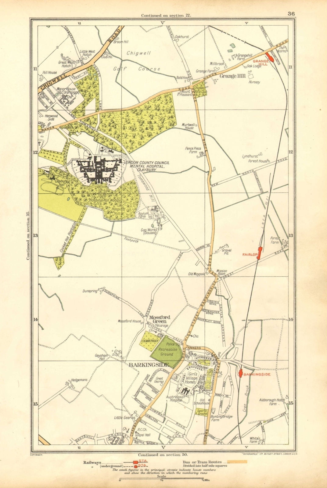 LONDON. Barkingside, Grange Hill, Mossford Green, Fairlop 1928 old ...