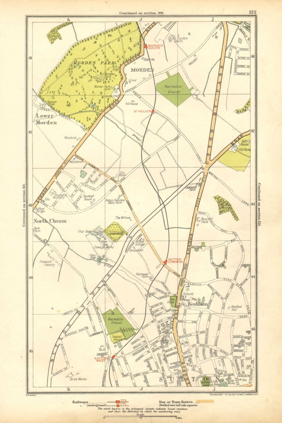 SUTTON. Benhilton, North/Lower Morden Park, Cheam, St Helier; Surrey ...