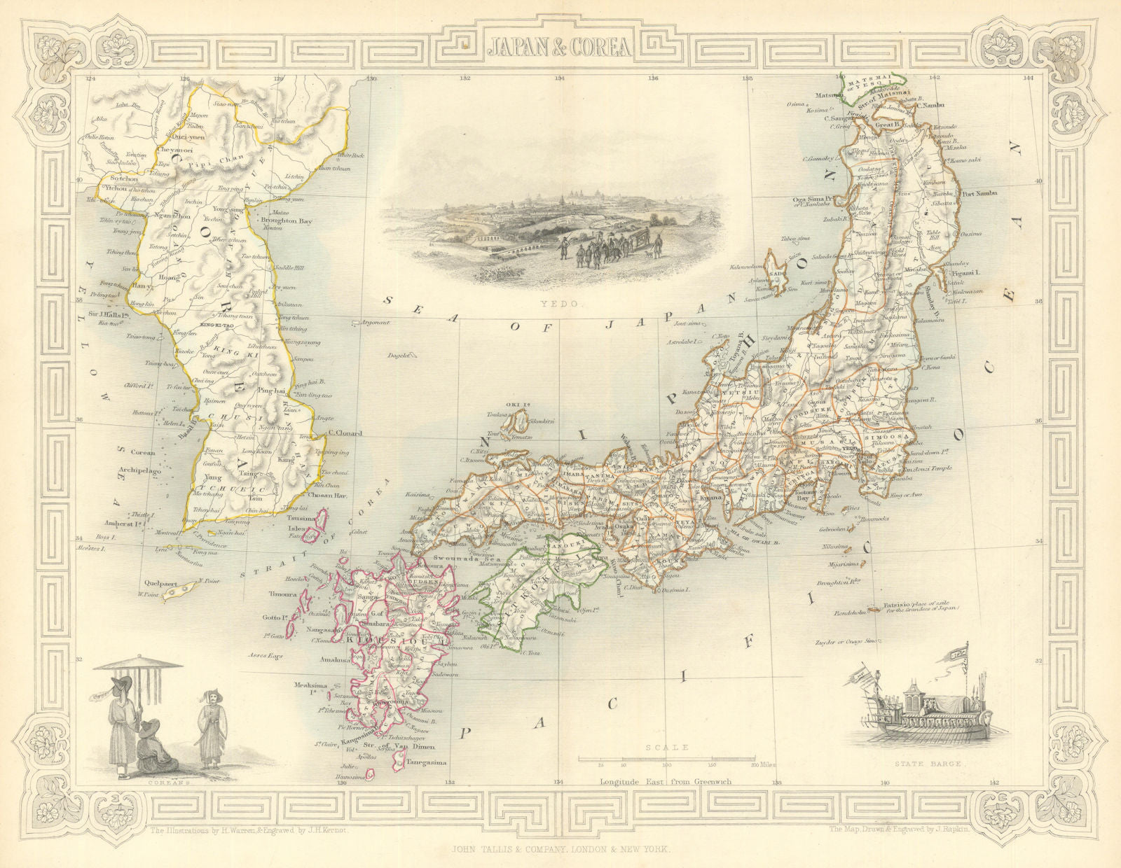 'JAPAN & COREA'. Yedo (Tokyo) King-ki-Tao (Seoul). Korea.TALLIS/RAPKIN ...