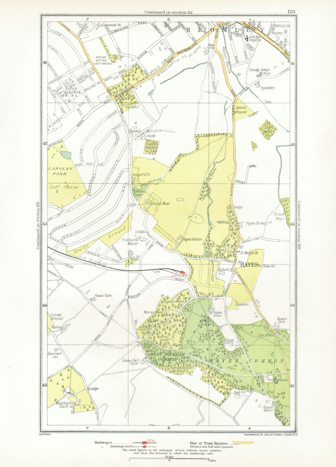 KENT. Bromley Hayes Beckenham West Wickham Shortlands Keston 1933 old ...