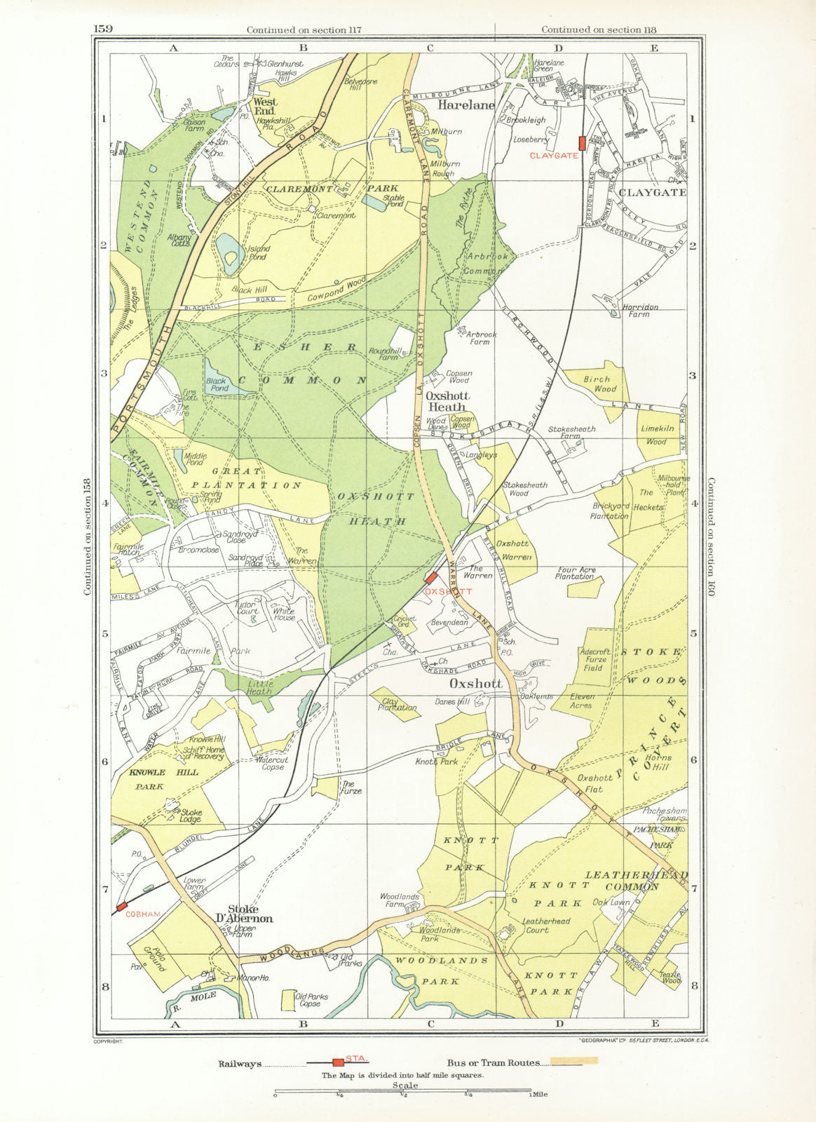 OXSHOTT ESHER. Stoke D'Abernon Cobham Fairmile Claygate (Surrey) 1933 ...