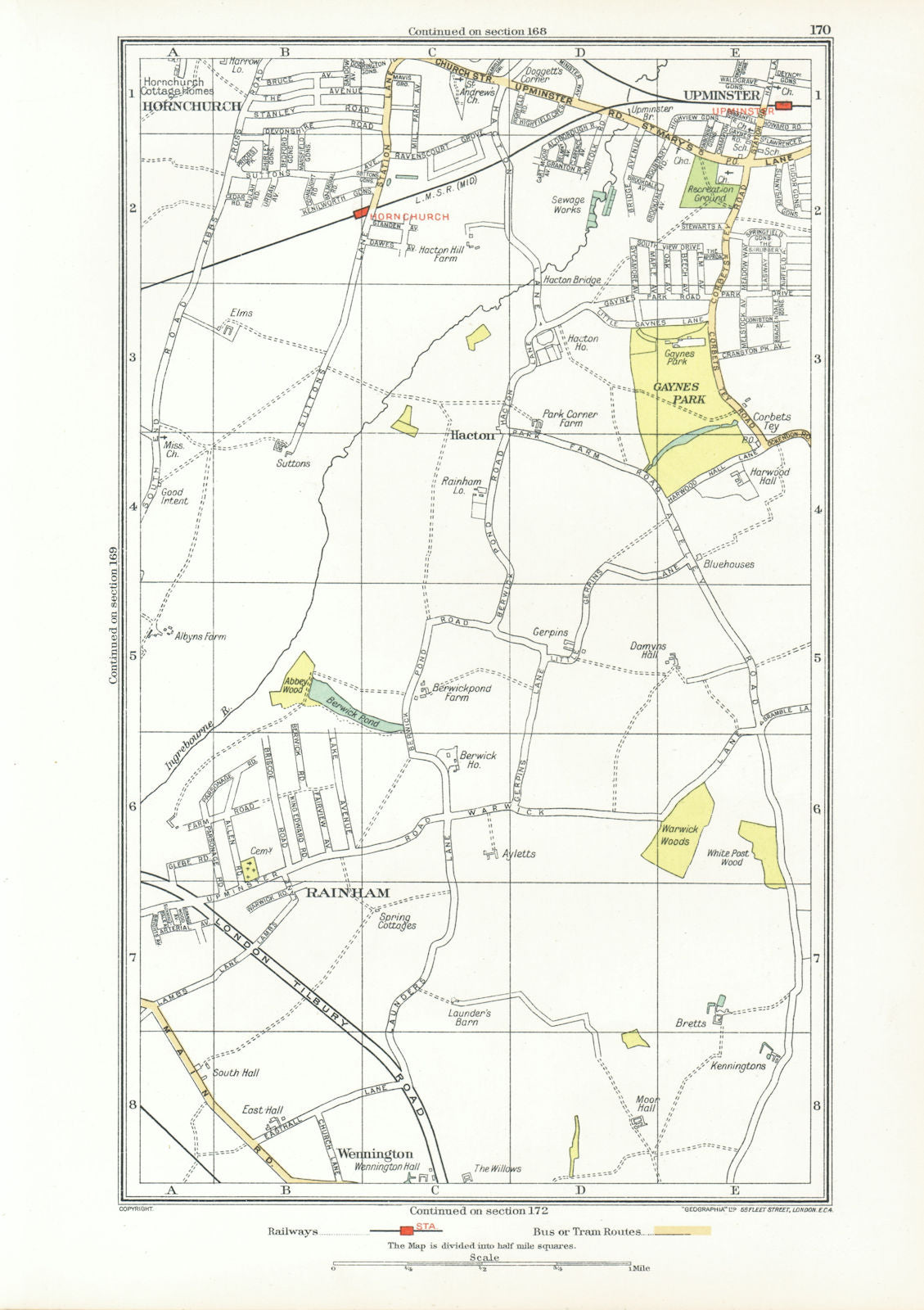 HORNCHURCH UPMINSTER. Rainham Corbets Tey Wennington (Essex) 1933 old ...