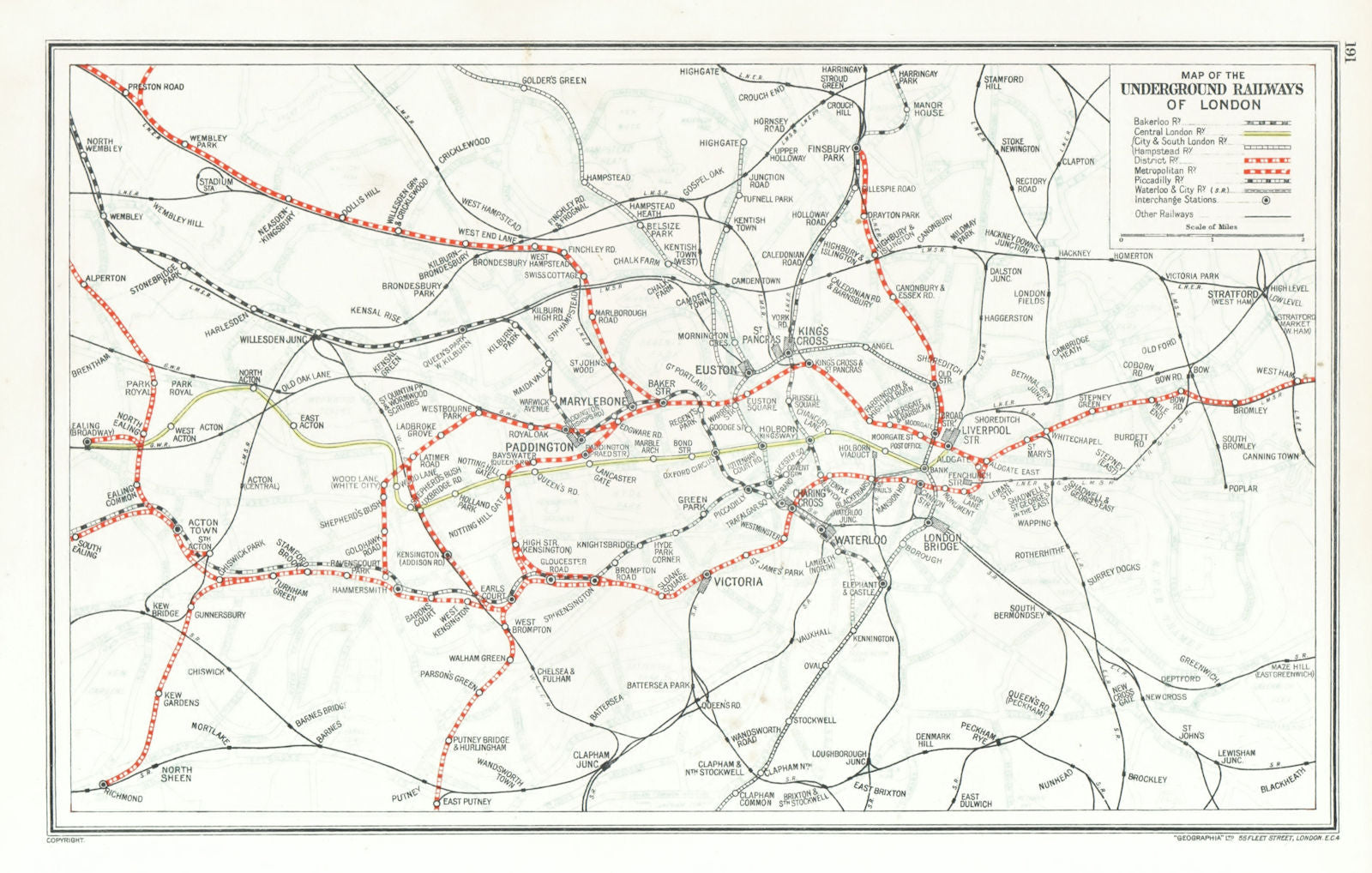 LONDON. Vintage Underground / Tube map 1933 old vintage plan chart ...