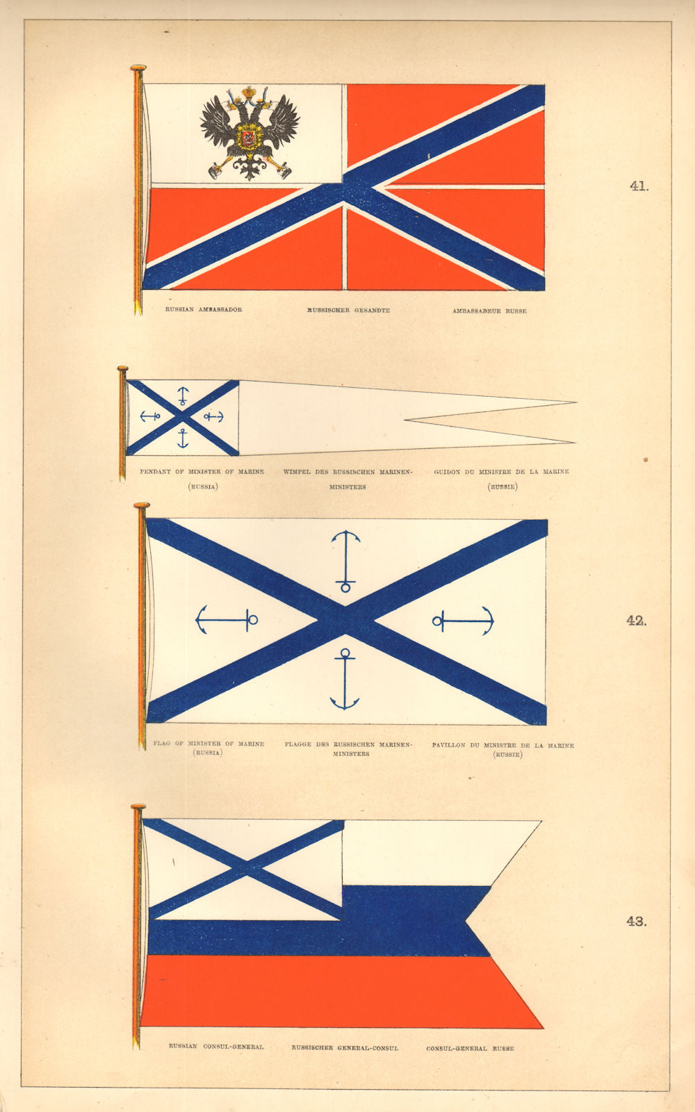 RUSSIAN IMPERIAL FLAGS. Ambassador. Marine Minister pennant. Consul ...