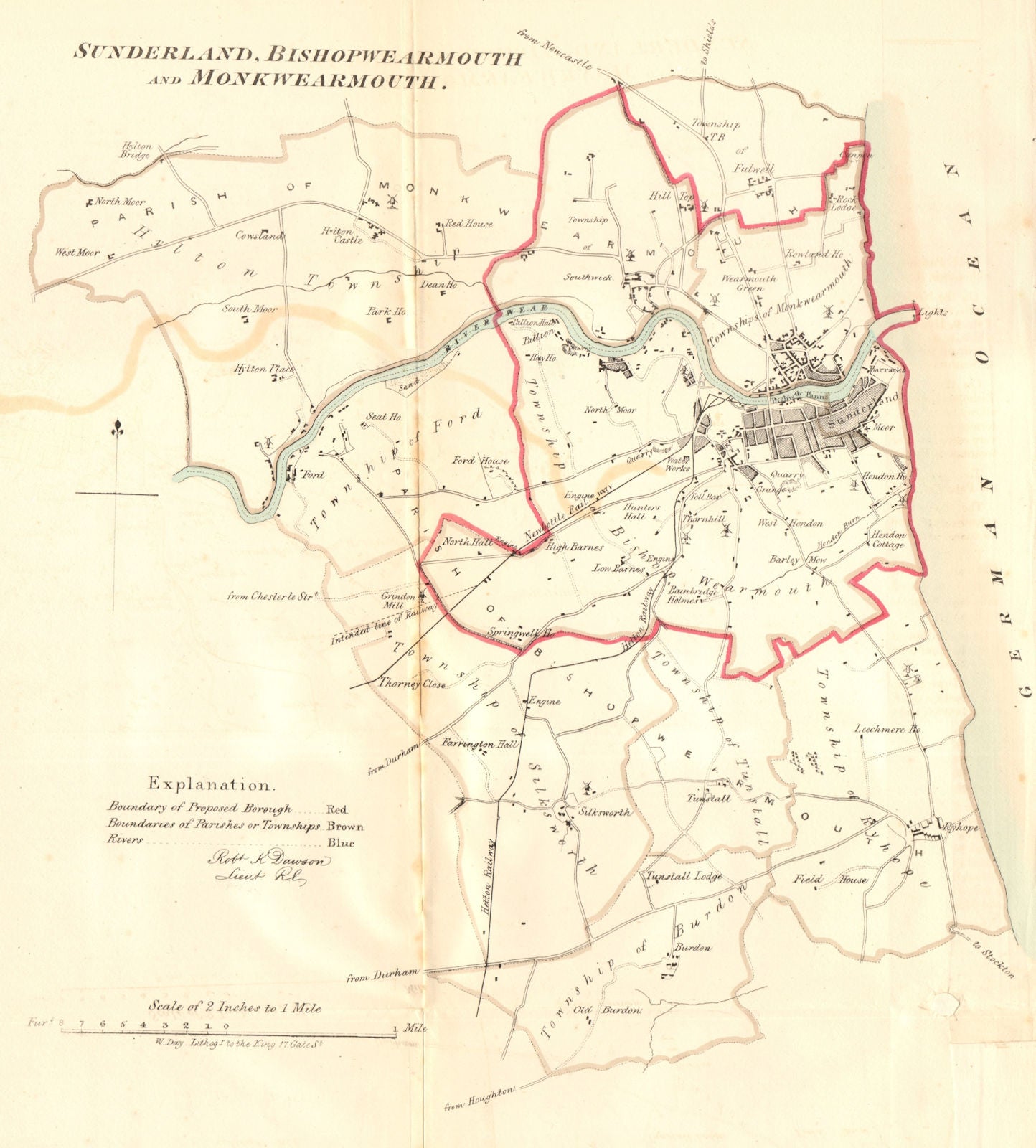 SUNDERLAND BISHOP/MONKWEARMOUTH borough/town plan. REFORM ACT. DAWSON ...
