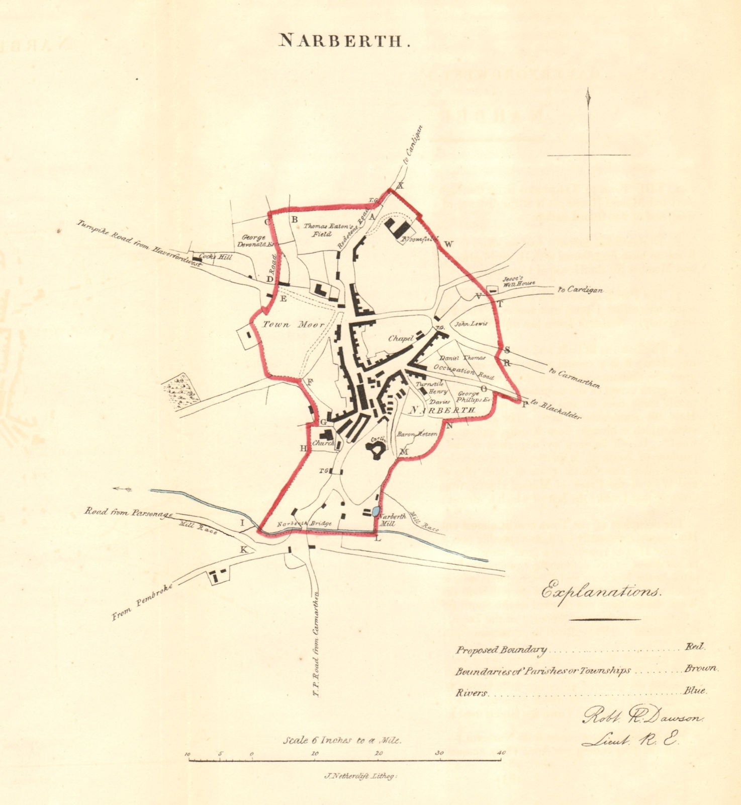 NARBERTH borough/town plan for the REFORM ACT. Wales. DAWSON 1832 old ...
