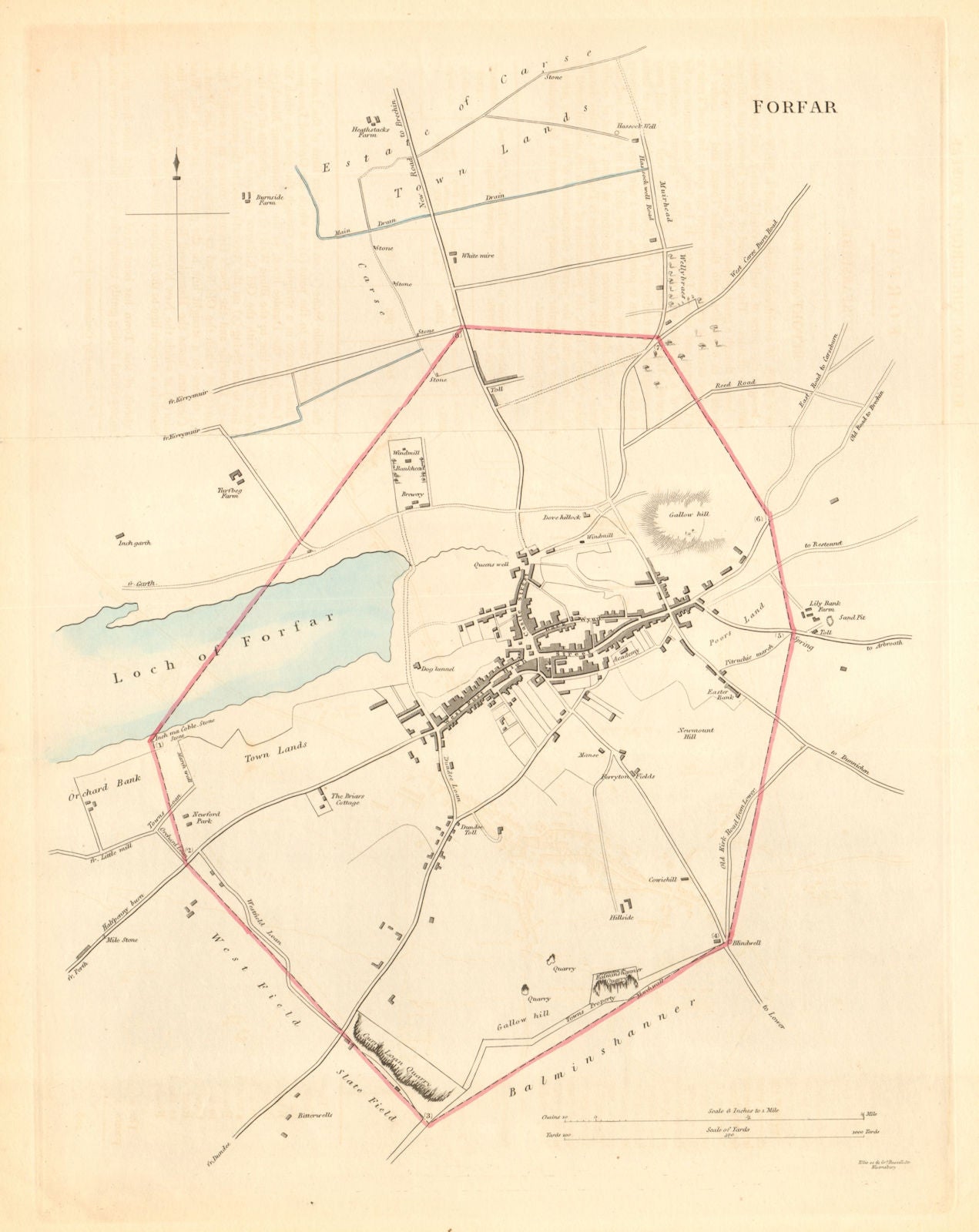 FORFAR borough/town plan for the REFORM ACT. Scotland 1832 old antique ...