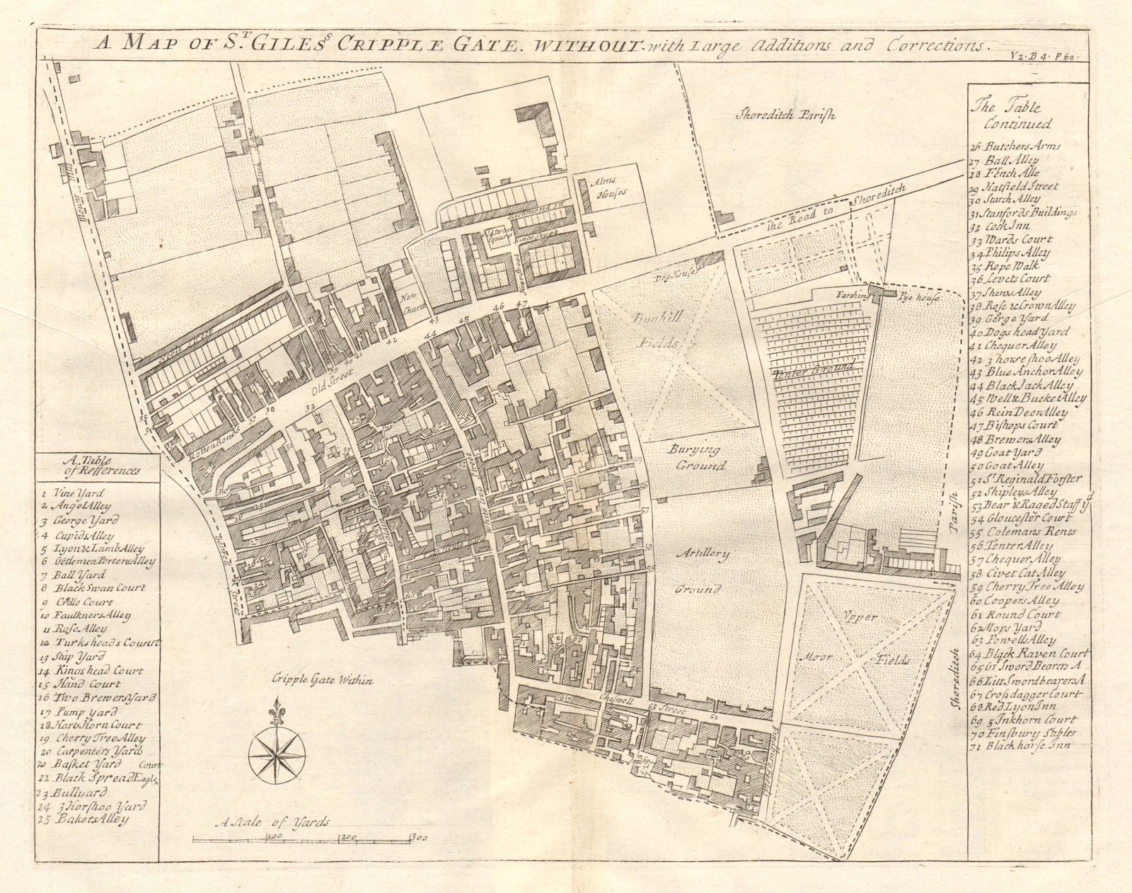'St Giles Cripplegate without'. Old Street. Bunhill Fields. STOW/STRYPE ...