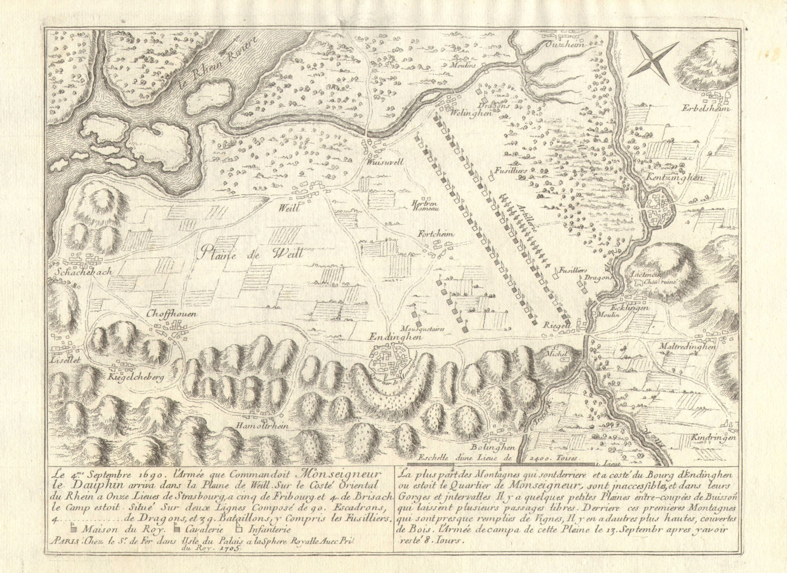 The Dauphin's army, Whyl/Weill Plain, 1690. Kenzingen, Endingen. DE FER ...