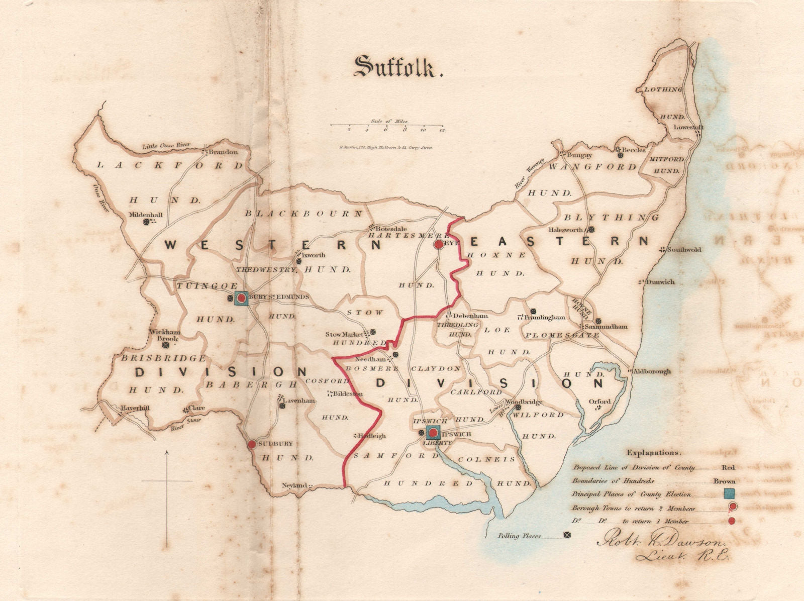 Suffolk county map. Divisions electoral boroughs. REFORM ACT. DAWSON ...