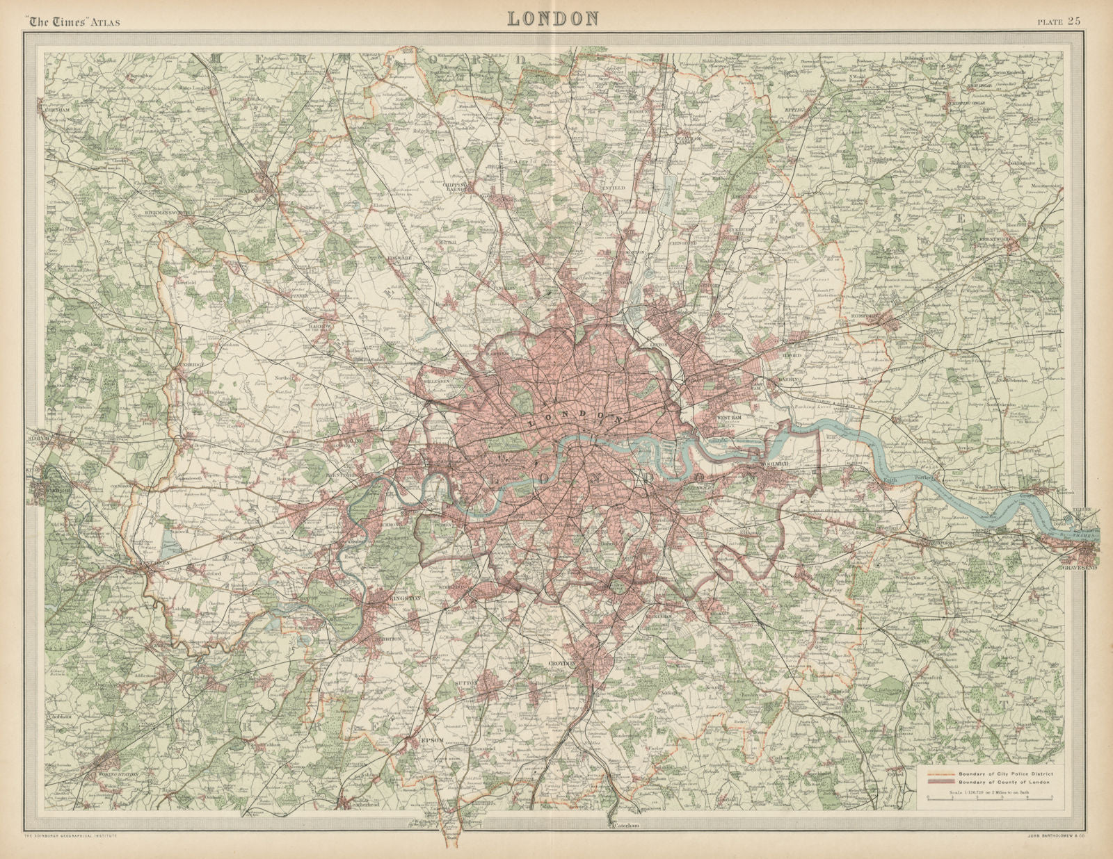 Greater London & Home counties. Railways. THE TIMES 1922 old antique ...