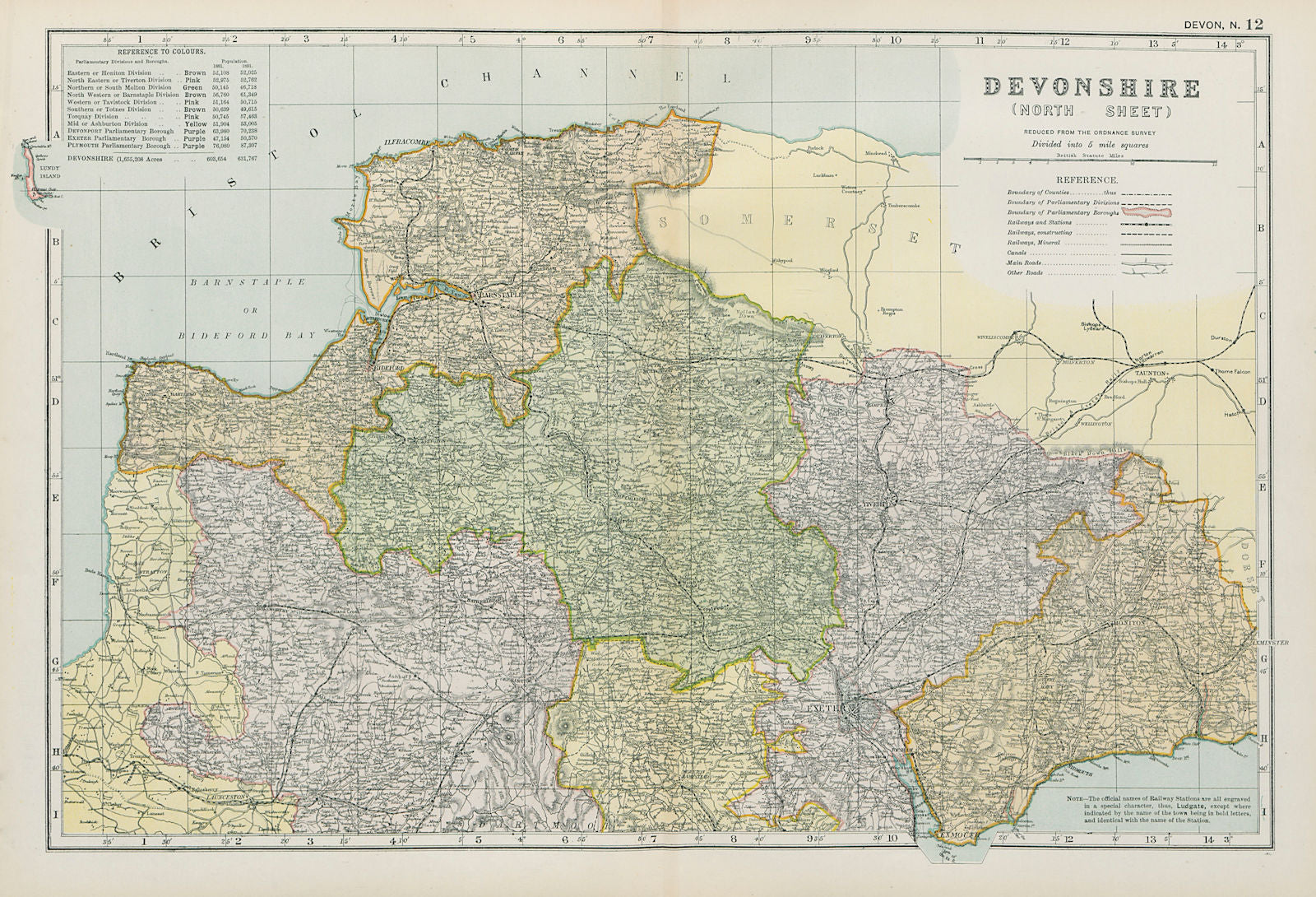 DEVONSHIRE (NORTH) . Parliamentary divisions. Parks. Devon. BACON 1900 ...