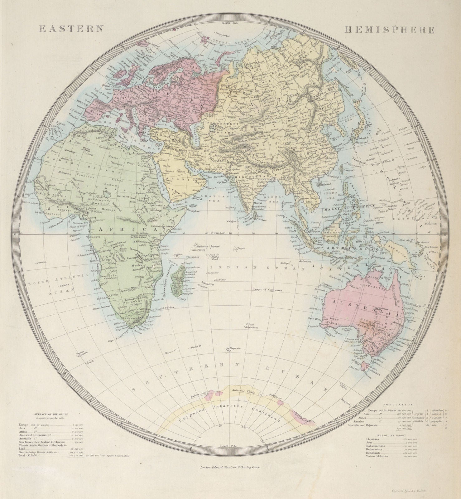 EASTERN HEMISPHERE Europe Africa Asia Supposed Antarctic Continent SDUK ...