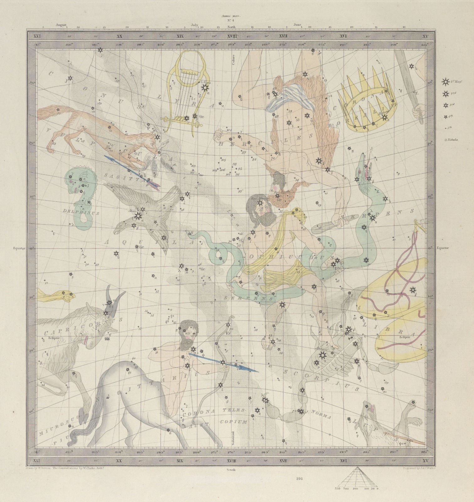 ASTRONOMY CELESTIAL. Star map. Star chart. IV. Winter Solstice. SDUK ...