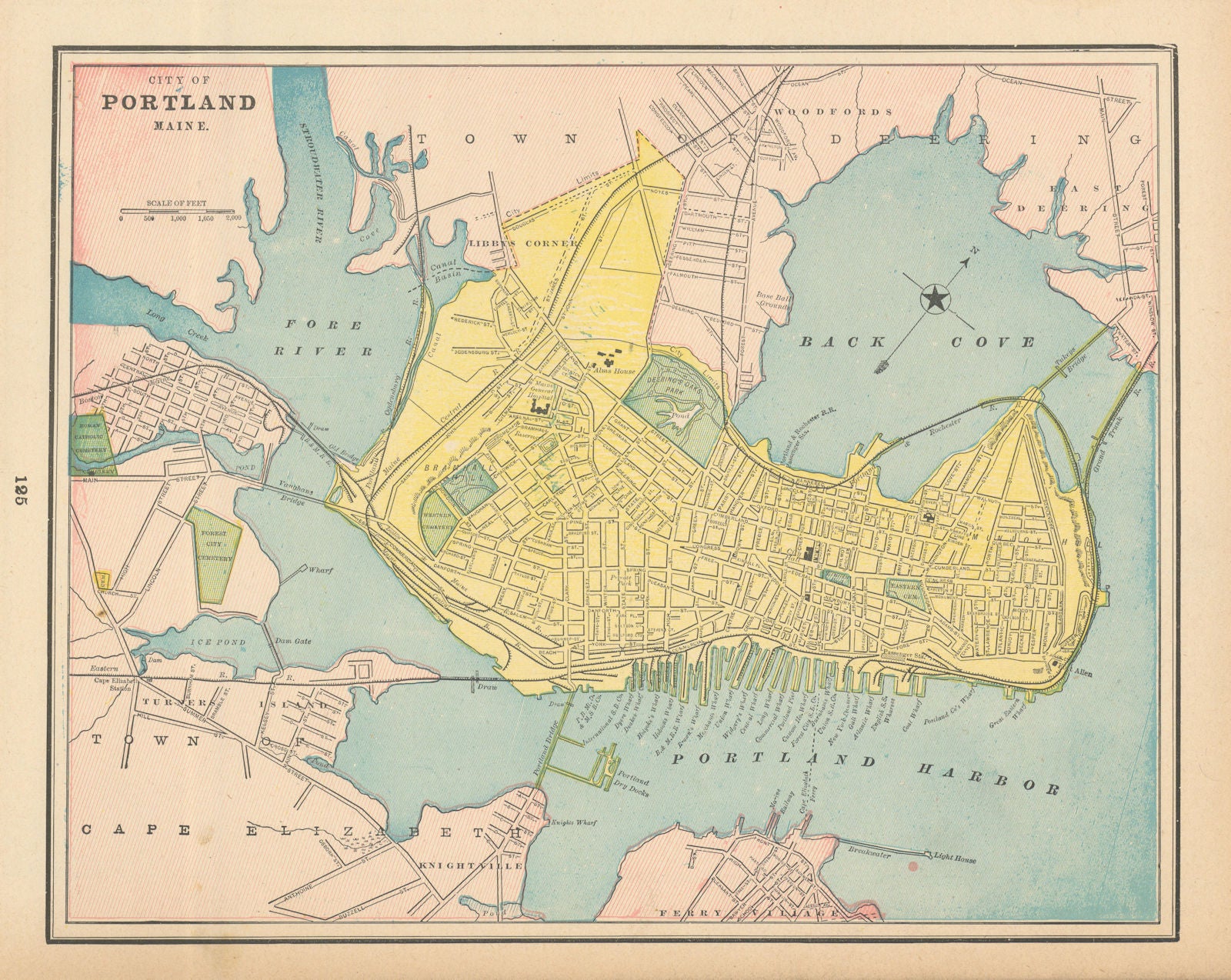 City of Portland town plan. Maine. CRAM 1894 old antique map chart ...