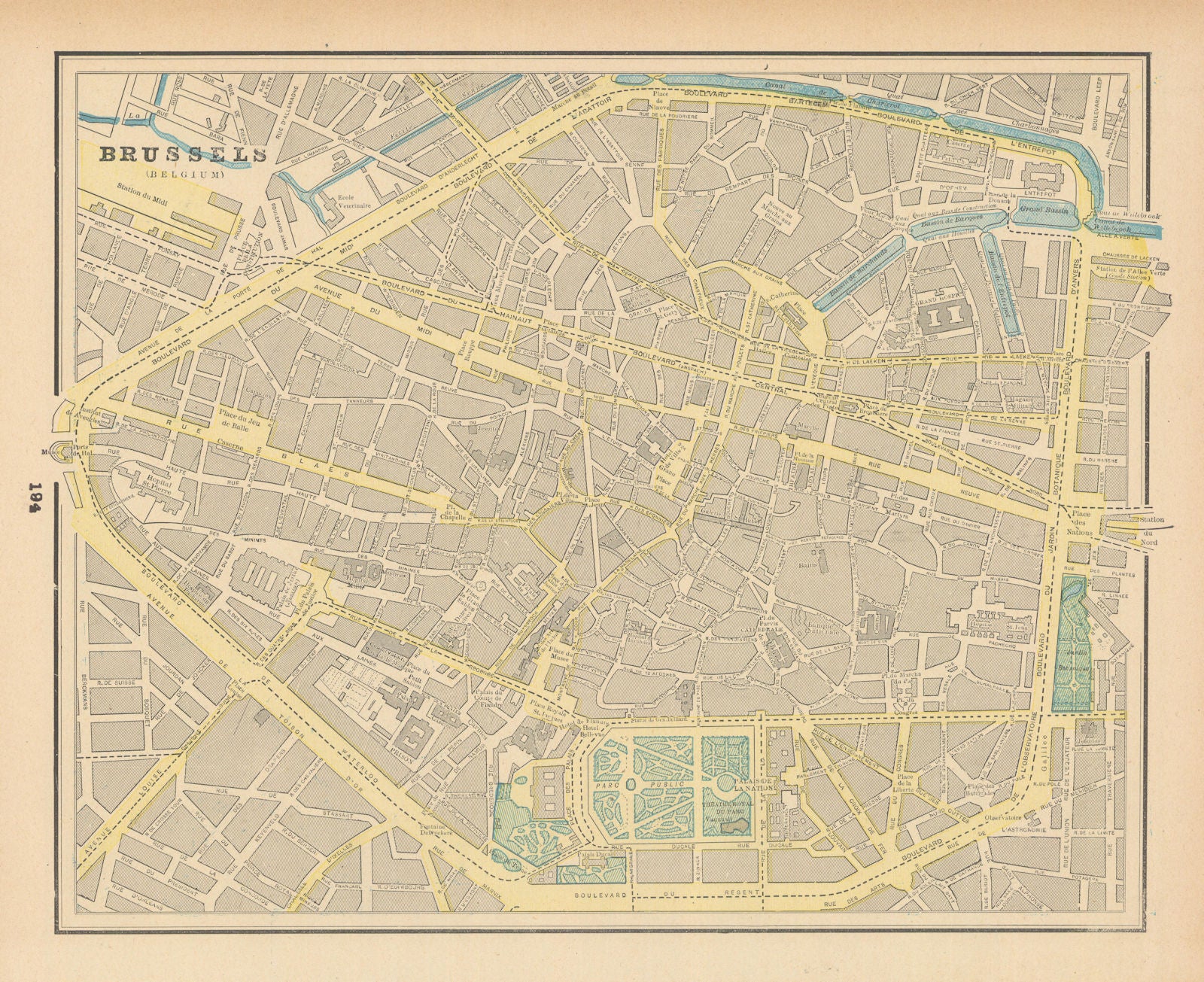 Brussels town city plan. Belgium. CRAM 1894 old antique vintage map ...