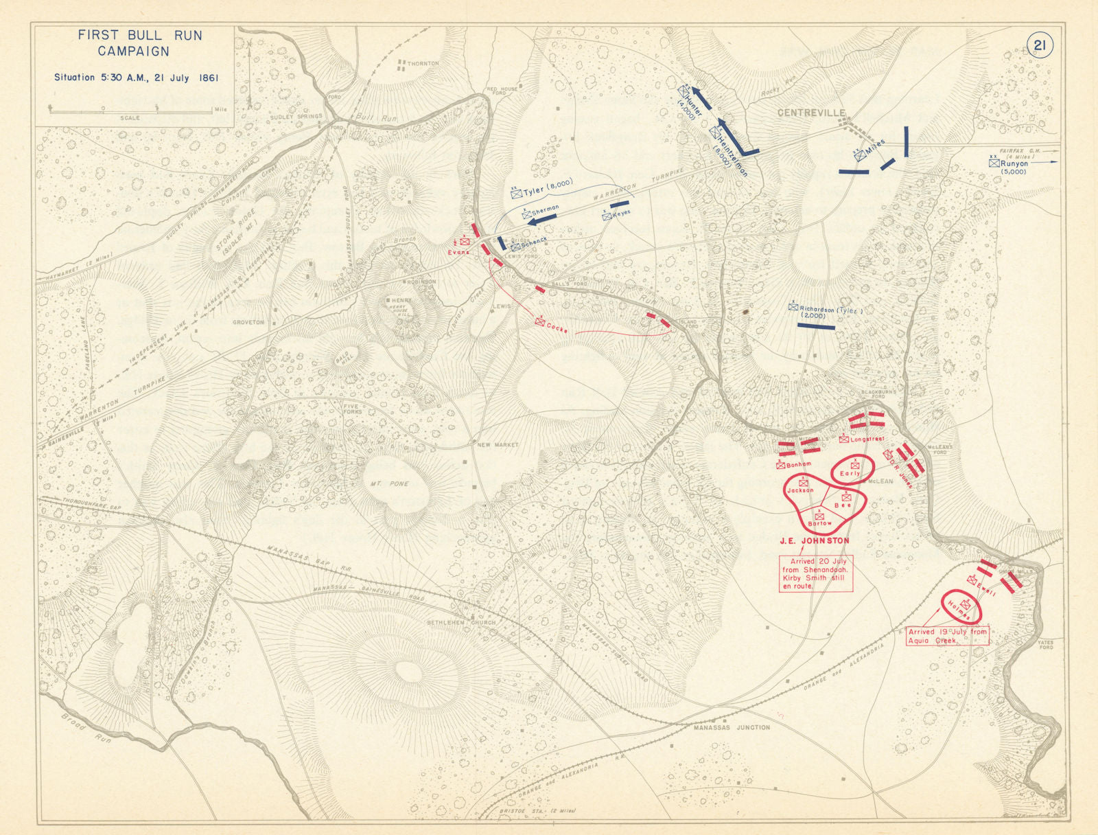 American Civil War. First Battle of Bull Run 5am 21 July 1861. Virginia ...
