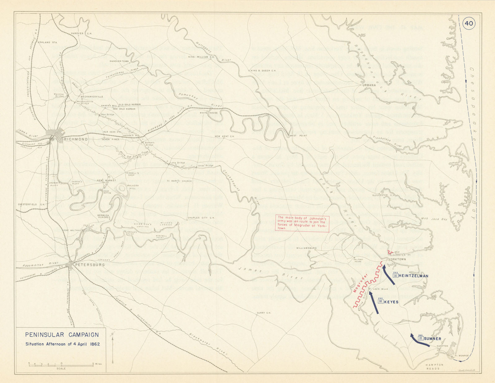 American Civil War. Situation pm 4 April 1862. Peninsular Campaign 1959 ...