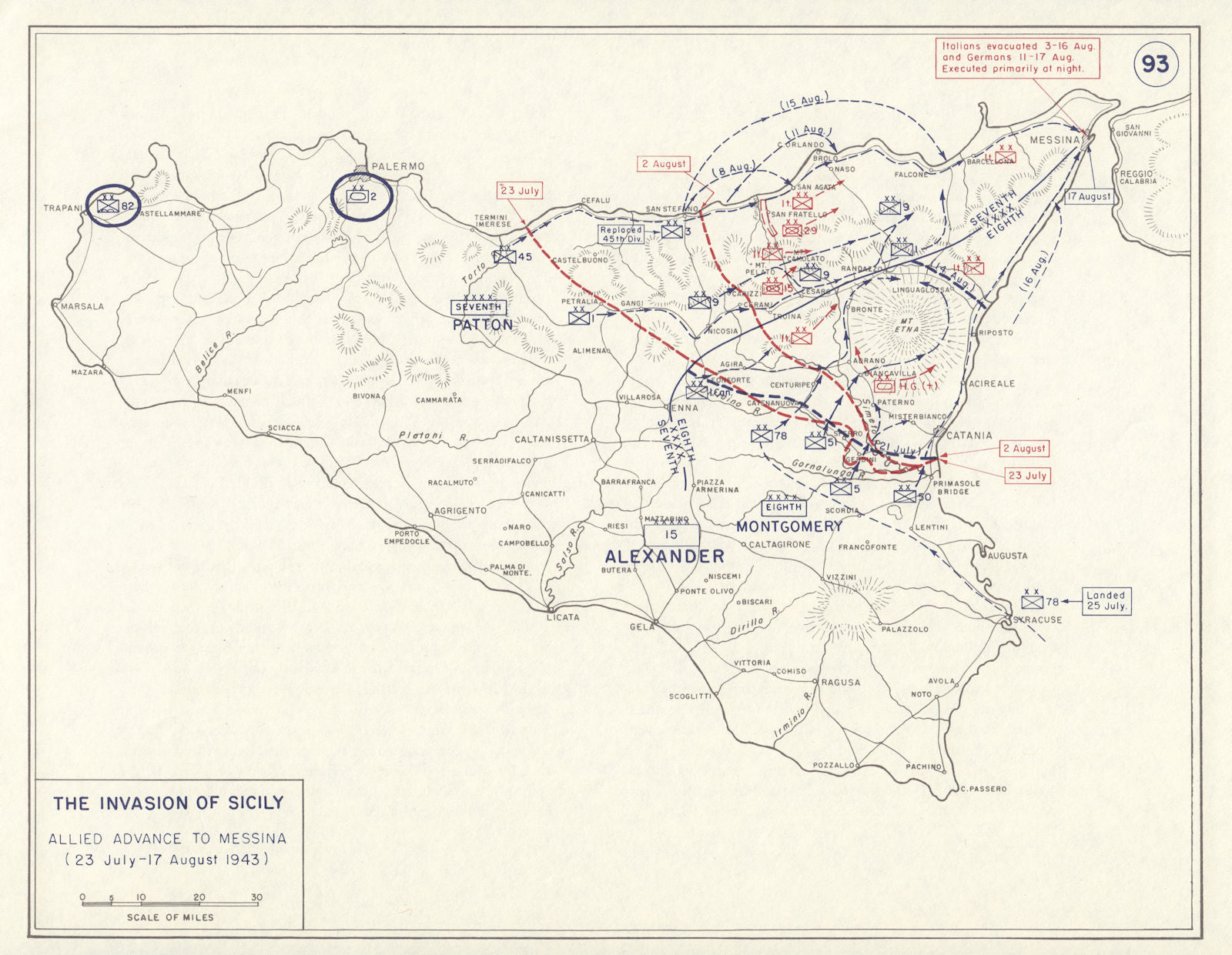 World War 2. Invasion of Sicily. 23 July-17 Aug 1943 Advance to Messina ...