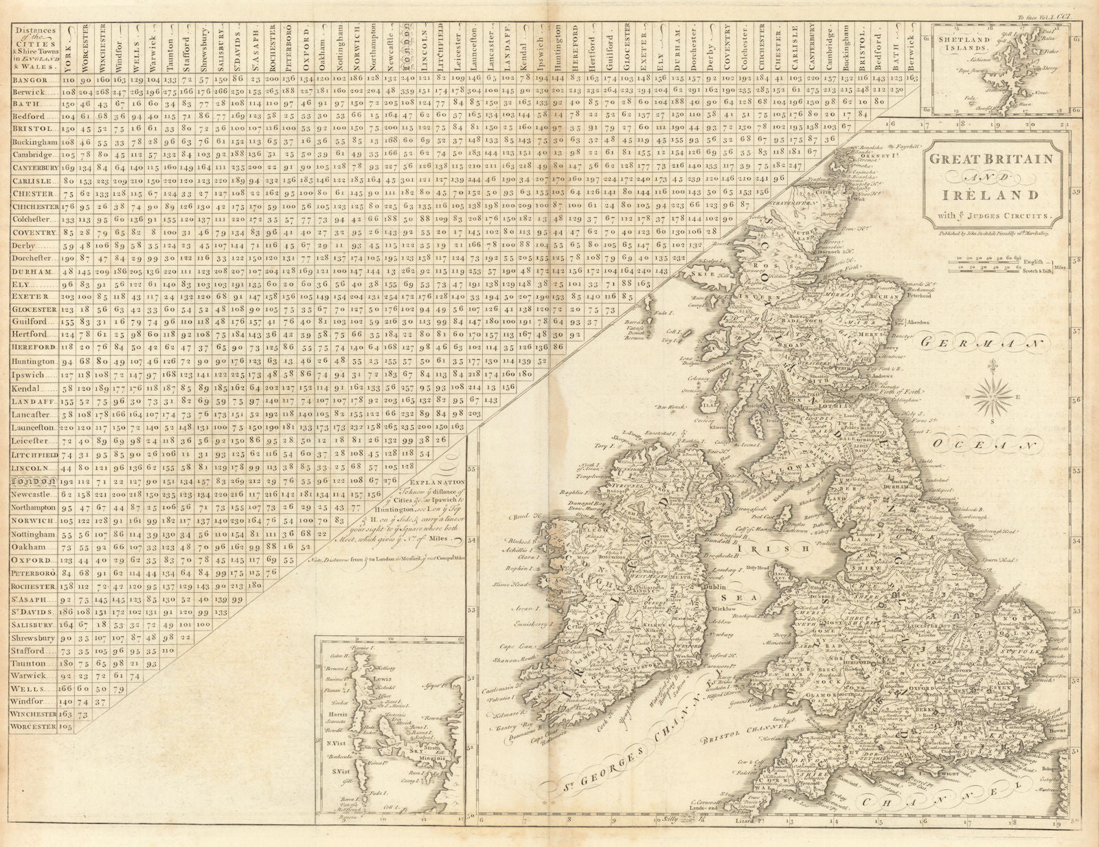 "Great Britain and Ireland with ye Judges circuits" by John CARY 1806 ...