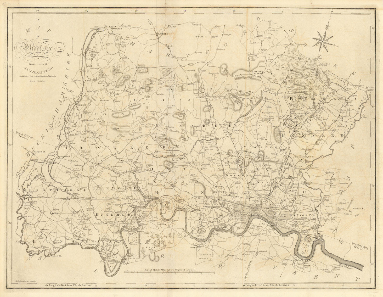 "A map of Middlesex from the best authorities". County map. CARY 1806 ...