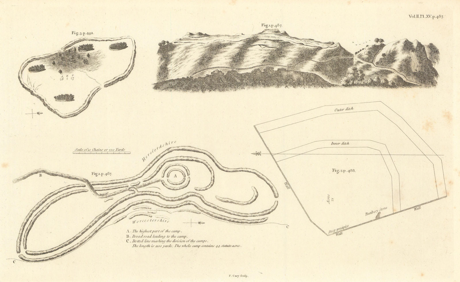 "British Camp, Herefordshire Beacon". Iron Age Hill Fort. CARY 1806 old ...