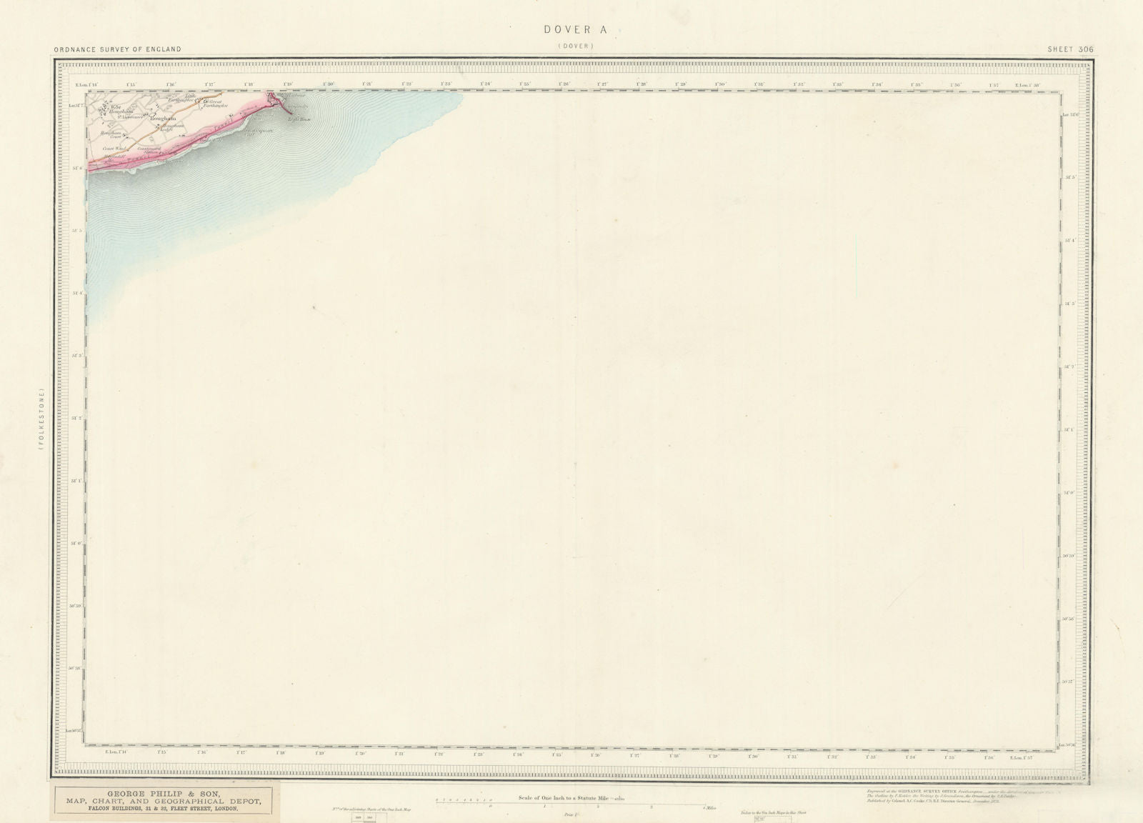 Ordnance Survey Sheet 306 Dover. Shakespeare Beach Hougham Samphire Hoe ...