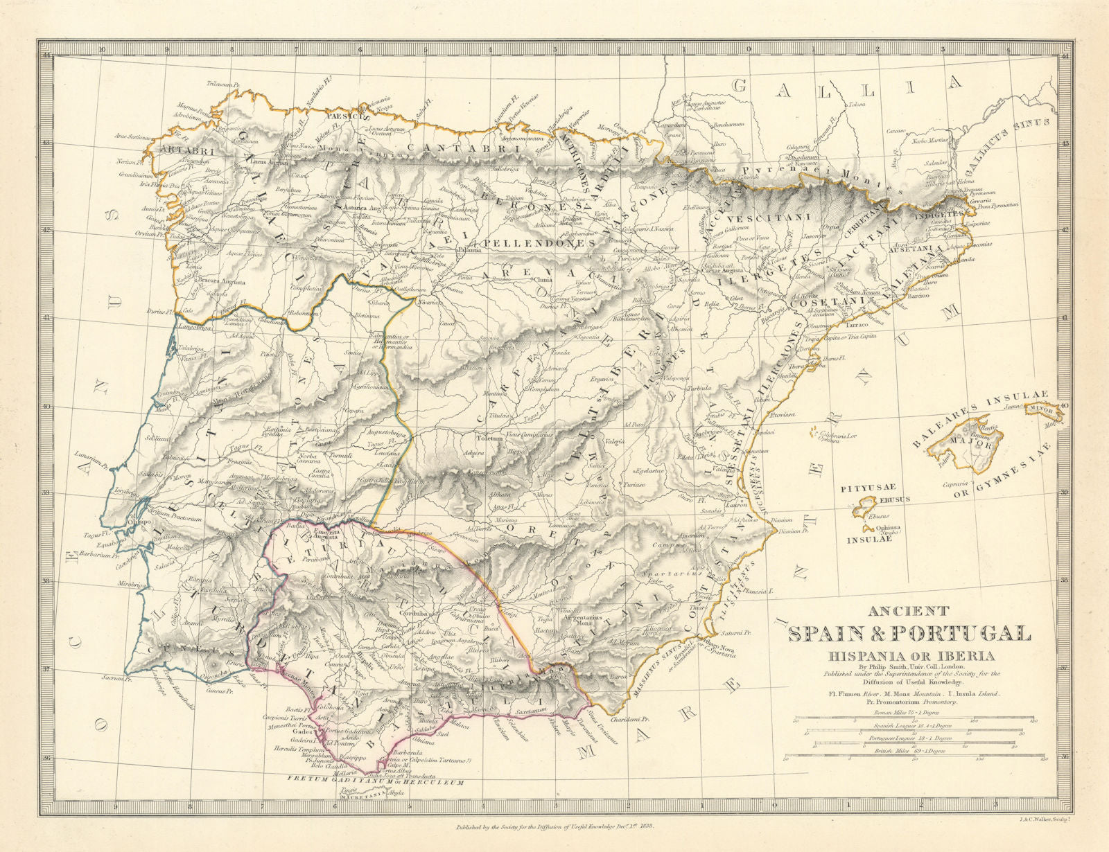 HISPANIA IBERIA. Ancient Spain & Portugal. Roman names & roads. SDUK ...