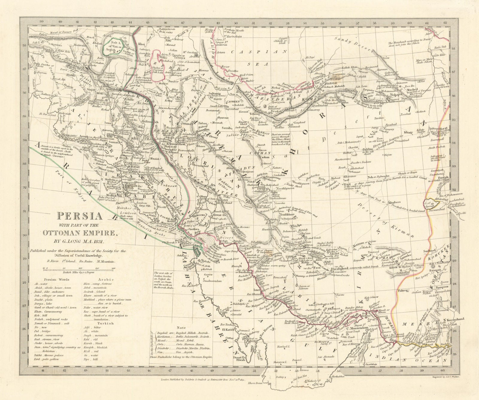 PERSIA (IRAN) . With part of the Ottoman Empire. Iraq. SDUK 1844 old ...