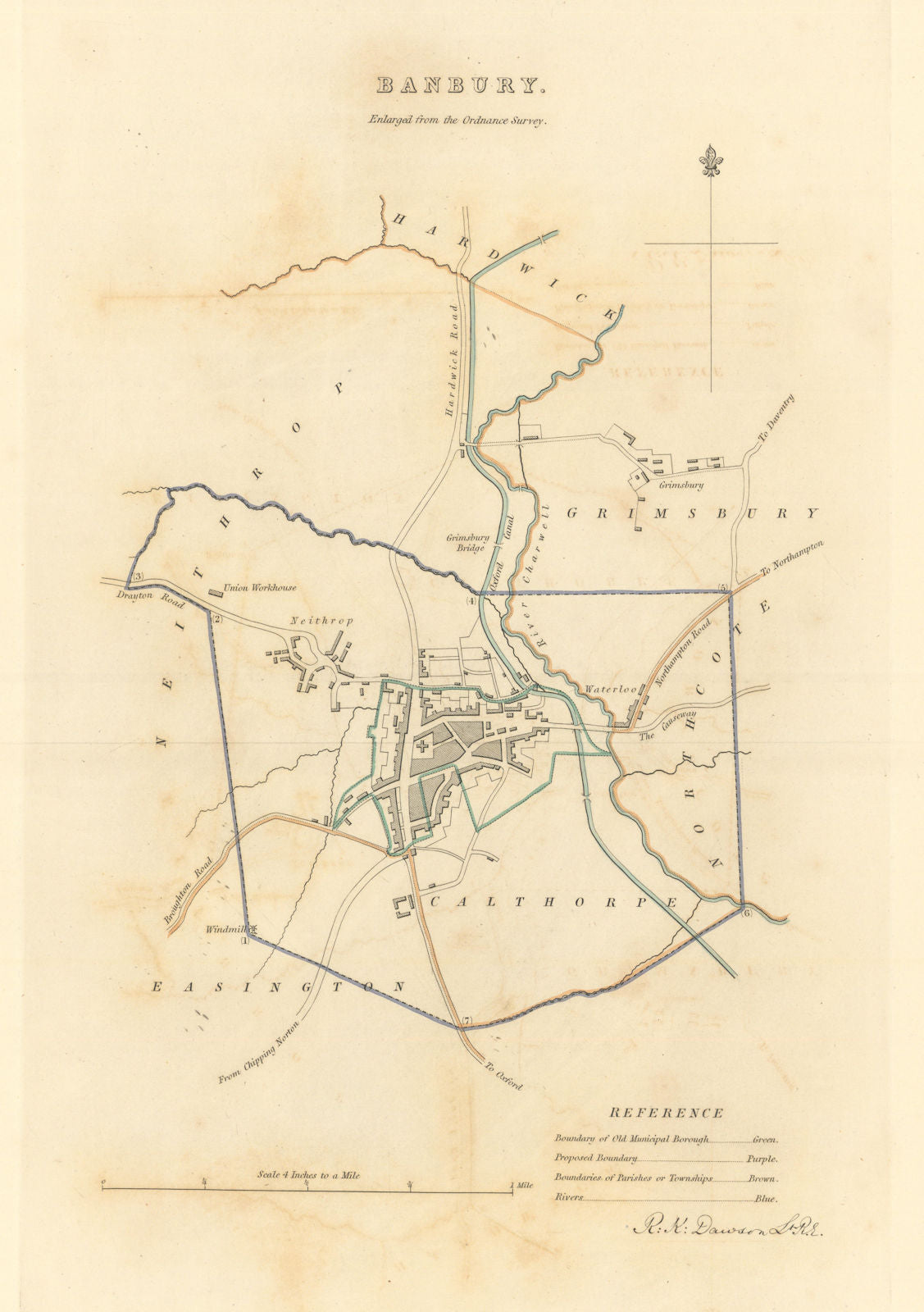 BANBURY borough/town plan. BOUNDARY COMMISSION. Oxfordshire. DAWSON ...