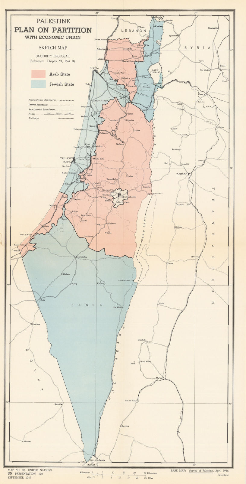 Palestine Plan on Partition with Economic Union. United Nations UNSCOP ...