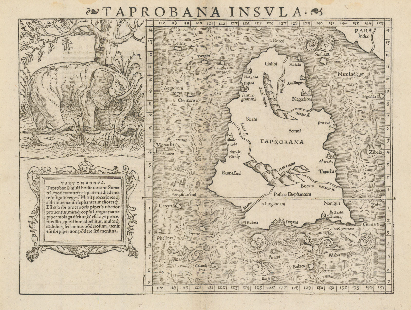 Taprobana insula. Sri Lanka / Ceylon. SEBASTIAN MÜNSTER 1572 old ...