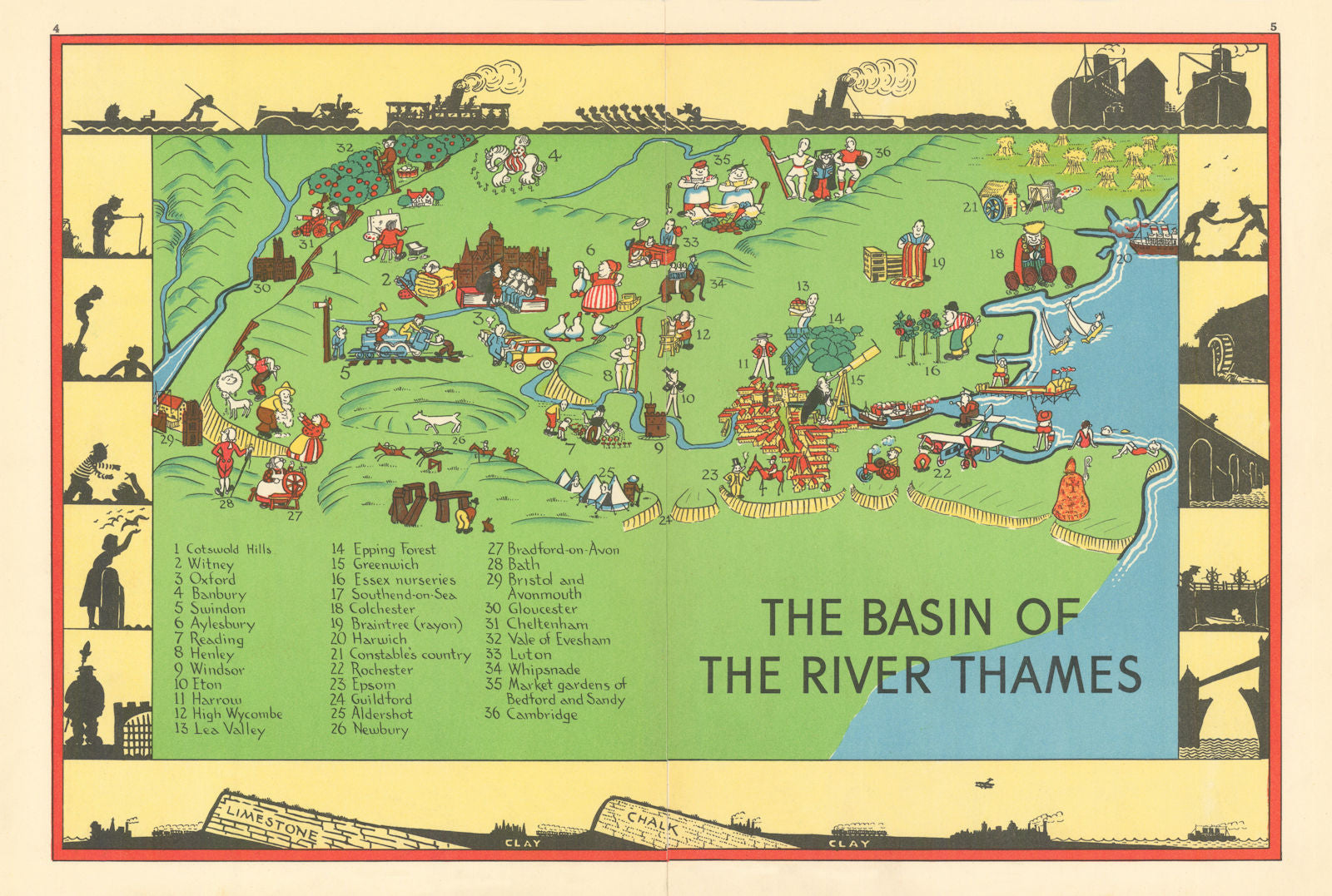 The Basin of the Thames. Thames Valley & Estuary pictorial map. ALNWICK ...