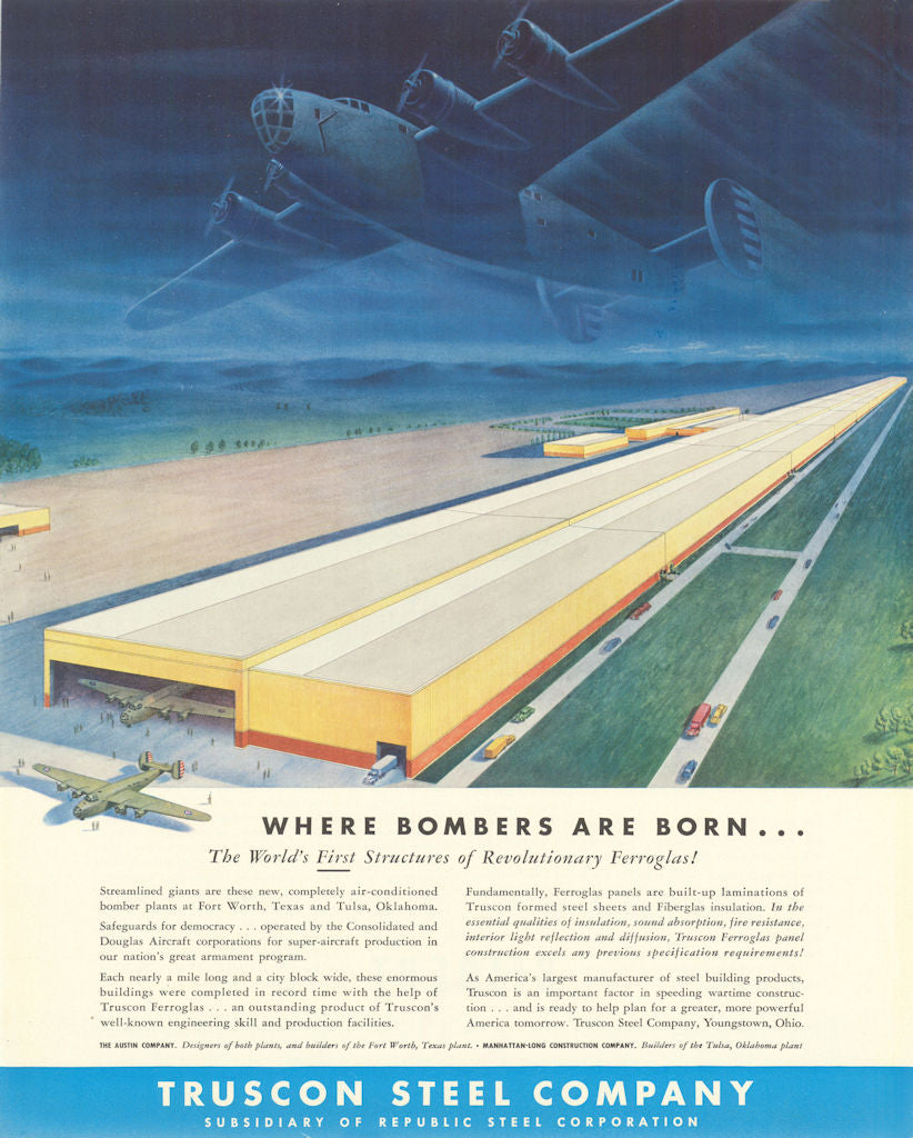Truscon Steel Company. Where bombers are born. Advertisement 1942 old ...