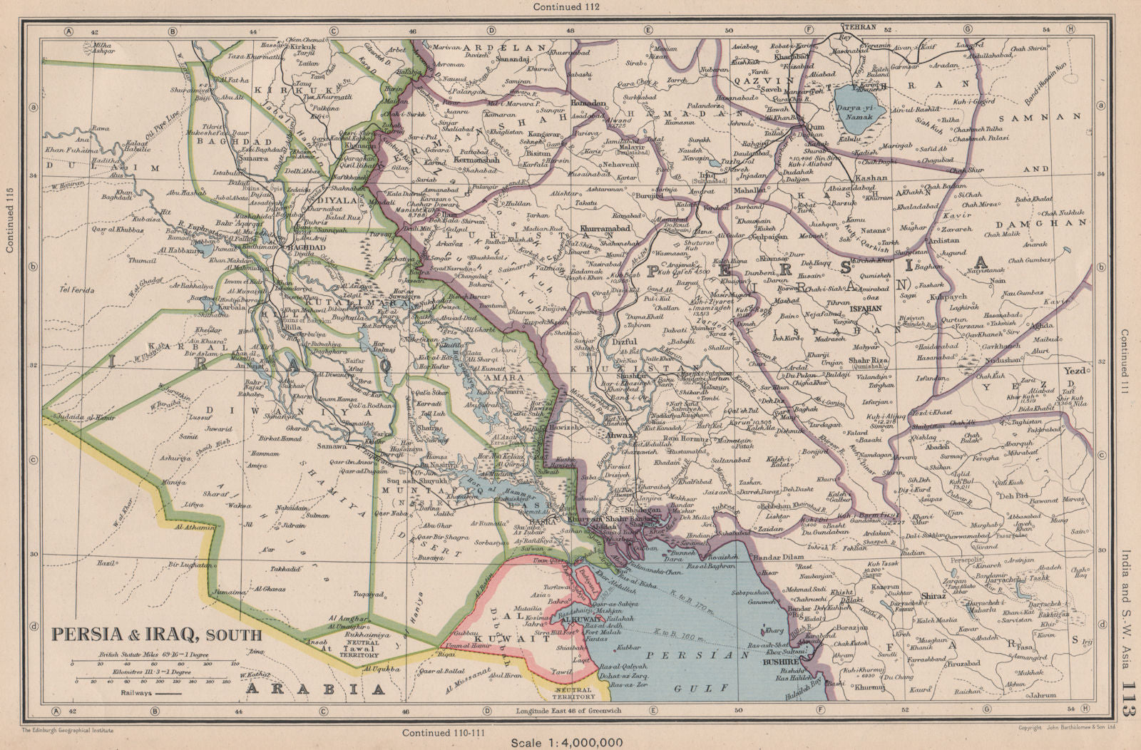 MIDDLE EAST. Persia(Iran)& Iraq south. Kuwait. Iraq/Saudi neutral zone ...
