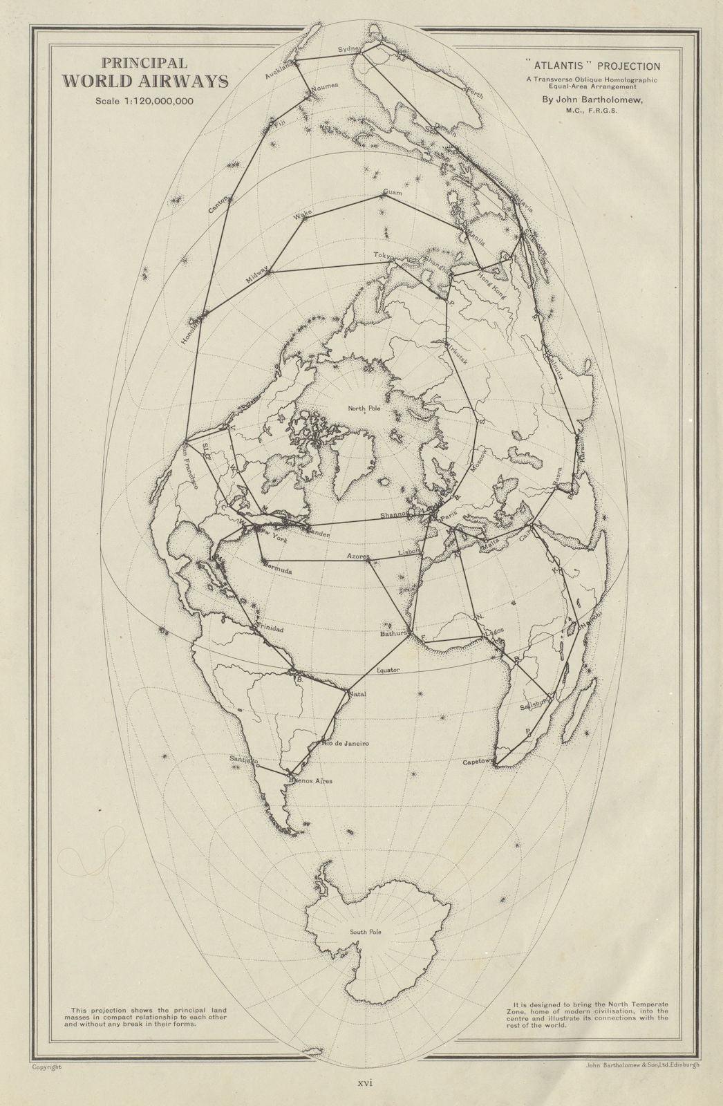 PRINCIPAL WORLD AIR ROUTES. Atlantis projection. Airways. BARTHOLOMEW ...