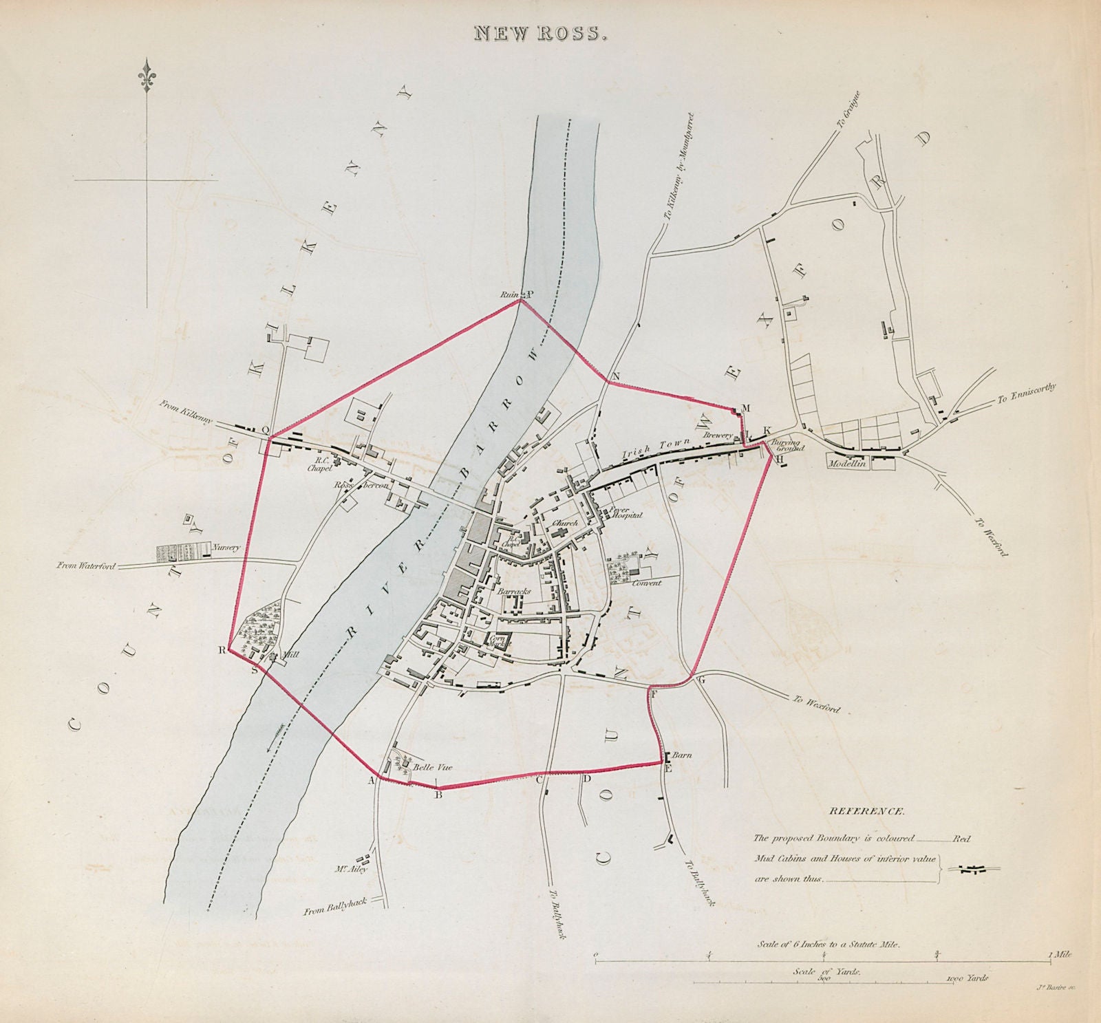 NEW ROSS town/borough plan. REFORM ACT. County Wexford. Leinster 1832 ...