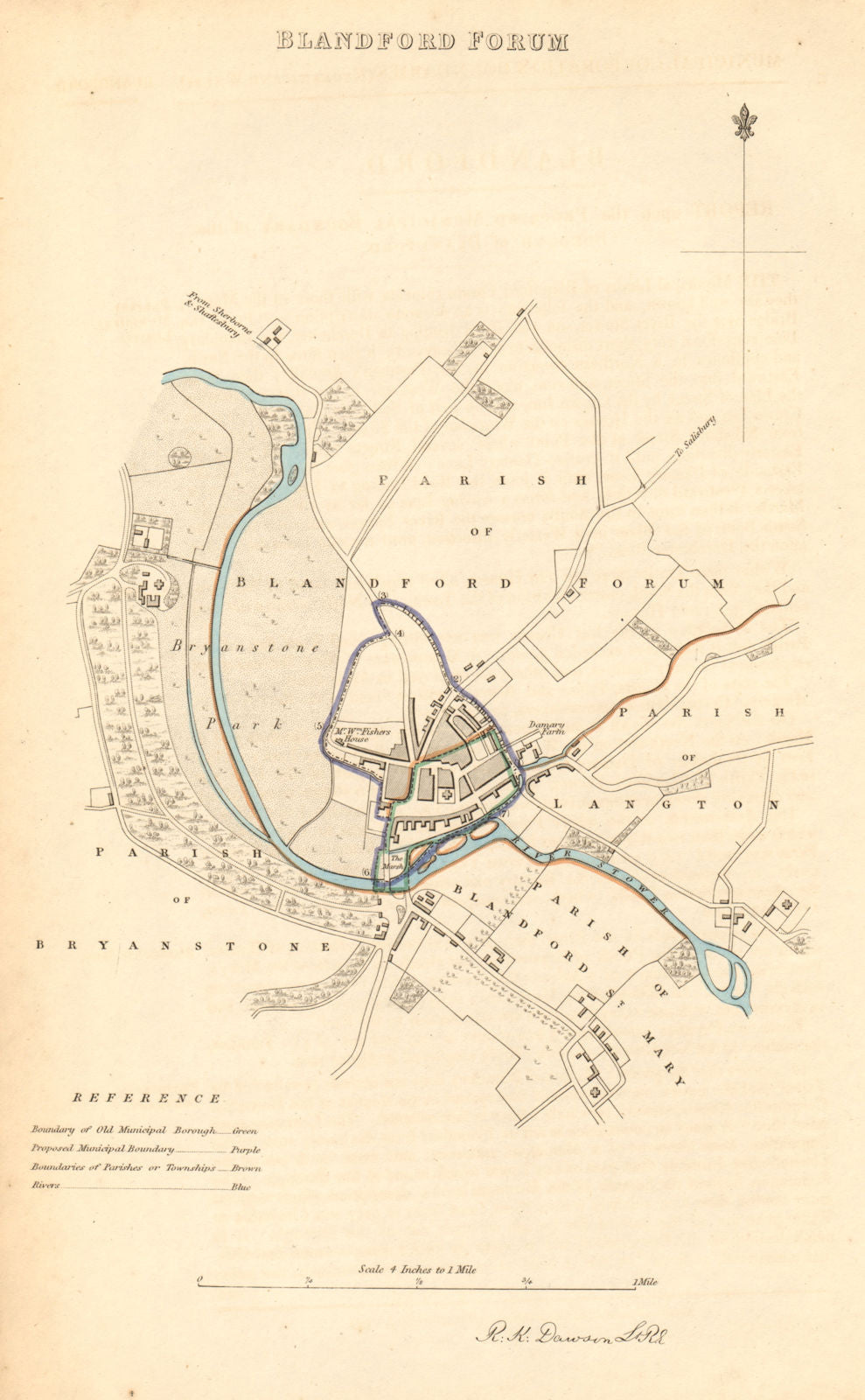 BLANDFORD FORUM borough/town plan. BOUNDARY COMMISSION. Dorset. DAWSON ...