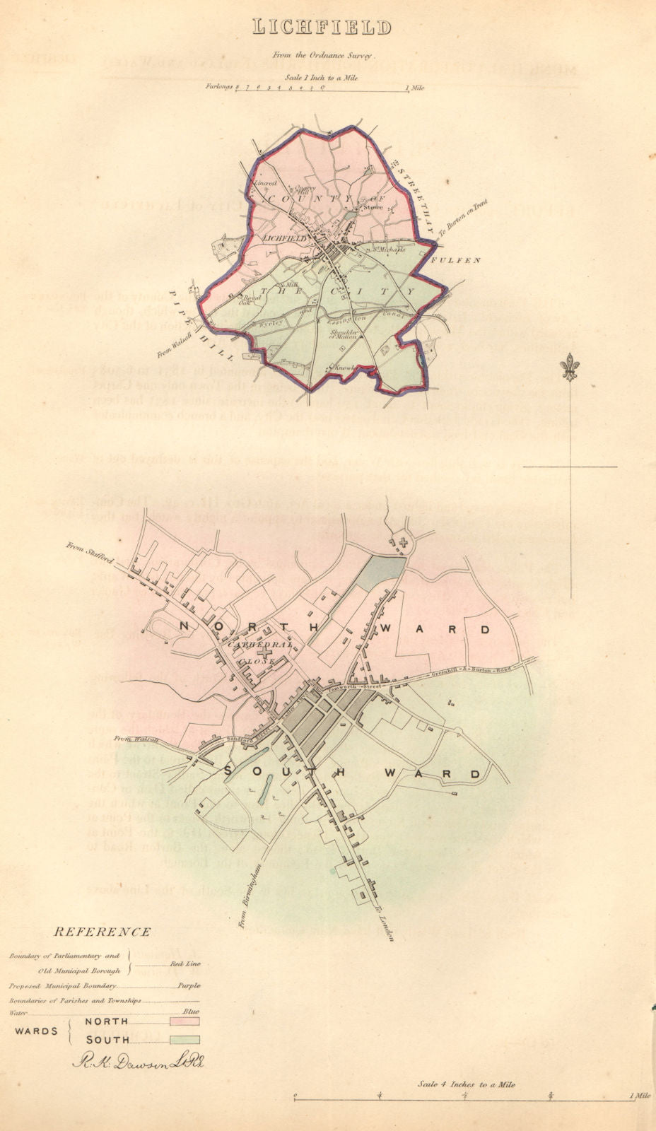 LICHFIELD borough/town plan. BOUNDARY COMMISSION. Staffordshire. DAWSON ...
