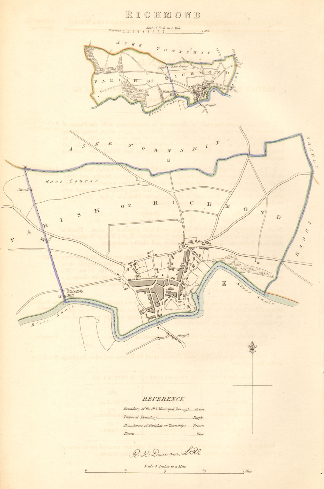 RICHMOND borough/town/city plan. BOUNDARY COMMISSION. Yorkshire. DAWSON ...