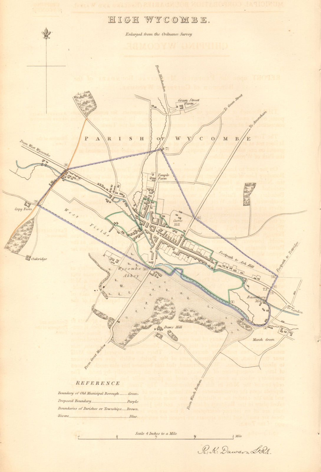 HIGH WYCOMBE borough/town plan. BOUNDARY COMMISSION. Bucks. DAWSON 1837 ...