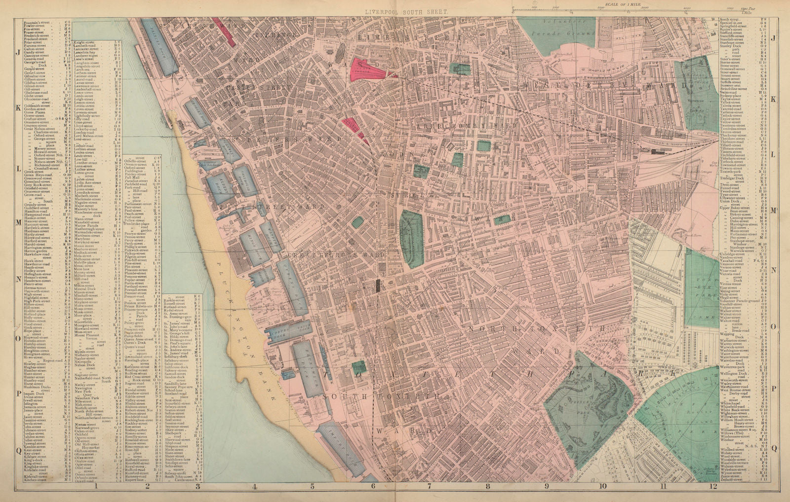 LIVERPOOL South Toxteth Edge Hill Kensington Princes city plan BACON ...