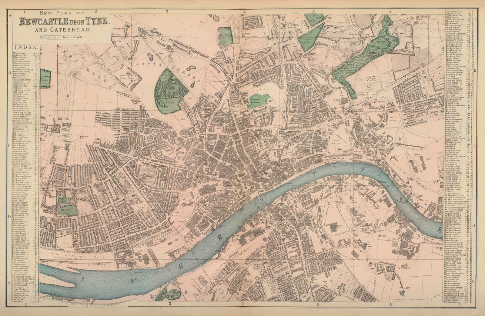 NEWCASTLE-UPON-TYNE Gateshead Elswick Byker town city plan GW BACON ...