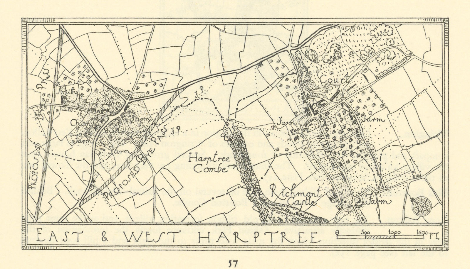 East & West Harptree town plan by Patrick Abercrombie. Somerset Mendips ...