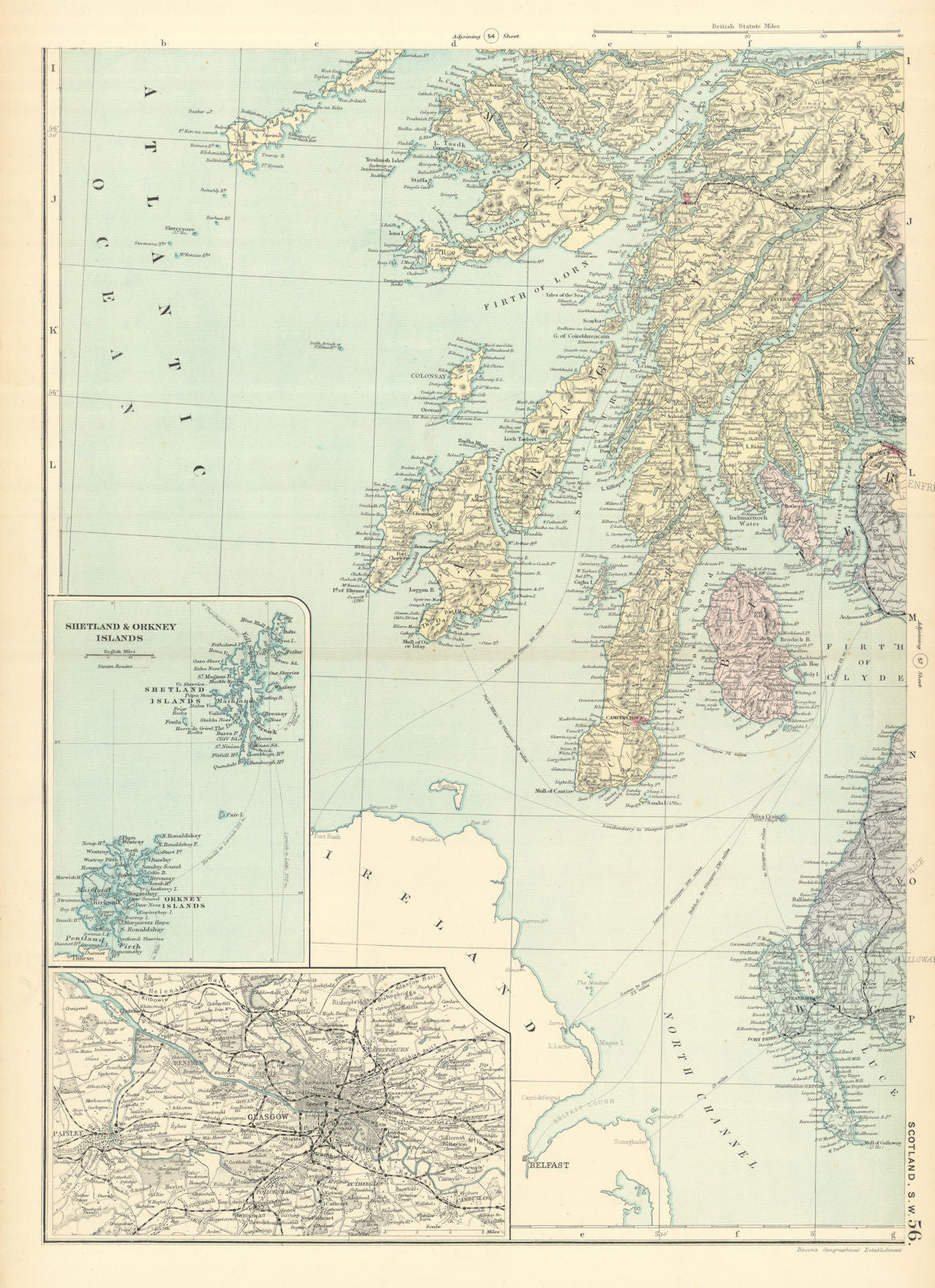 SCOTLAND (South West) Argyll Bute Islay Jura Mull GW BACON 1891 old map ...
