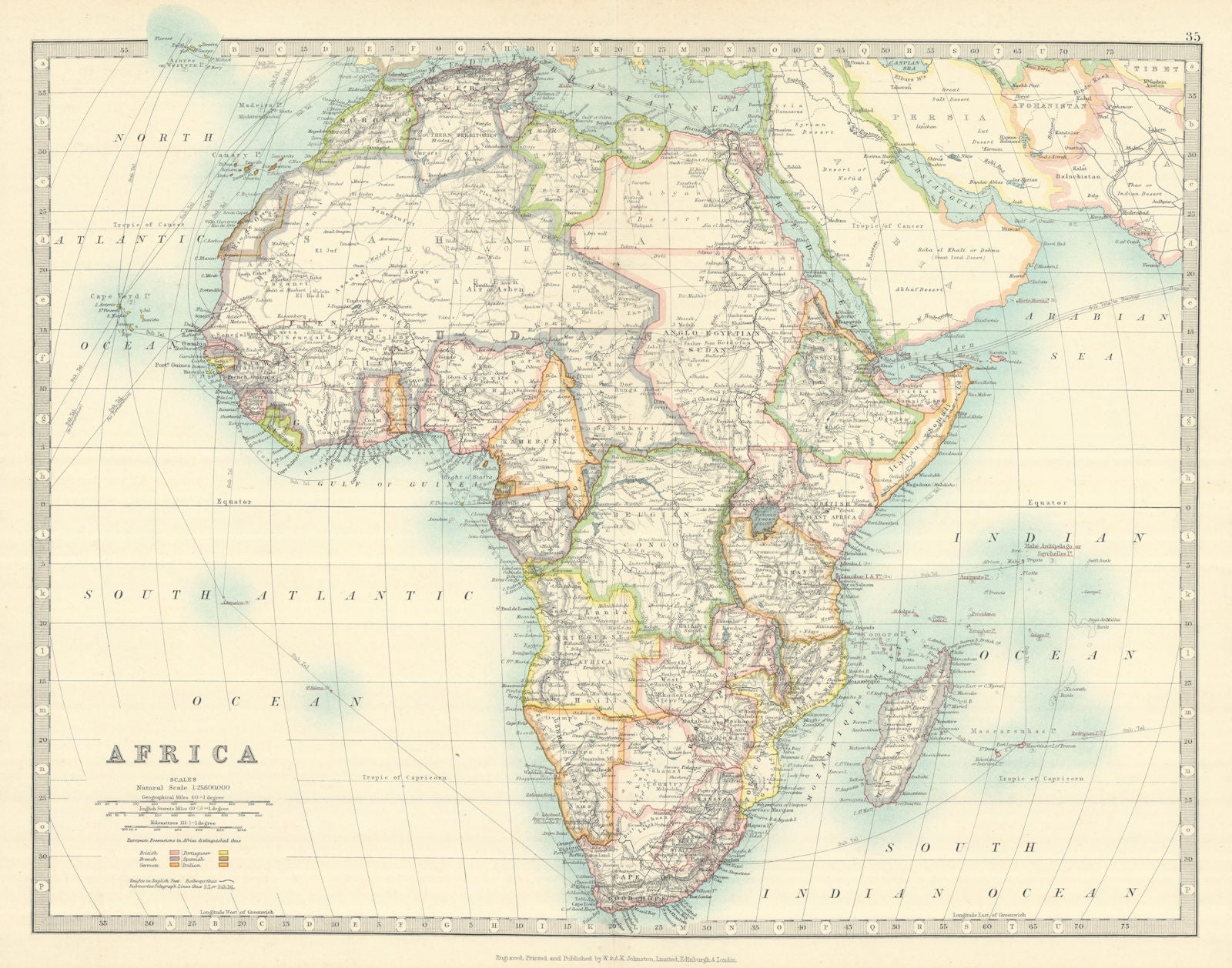 COLONIAL AFRICA. Kamerun borders reflect 1911 Treaty of Fez. JOHNSTON ...