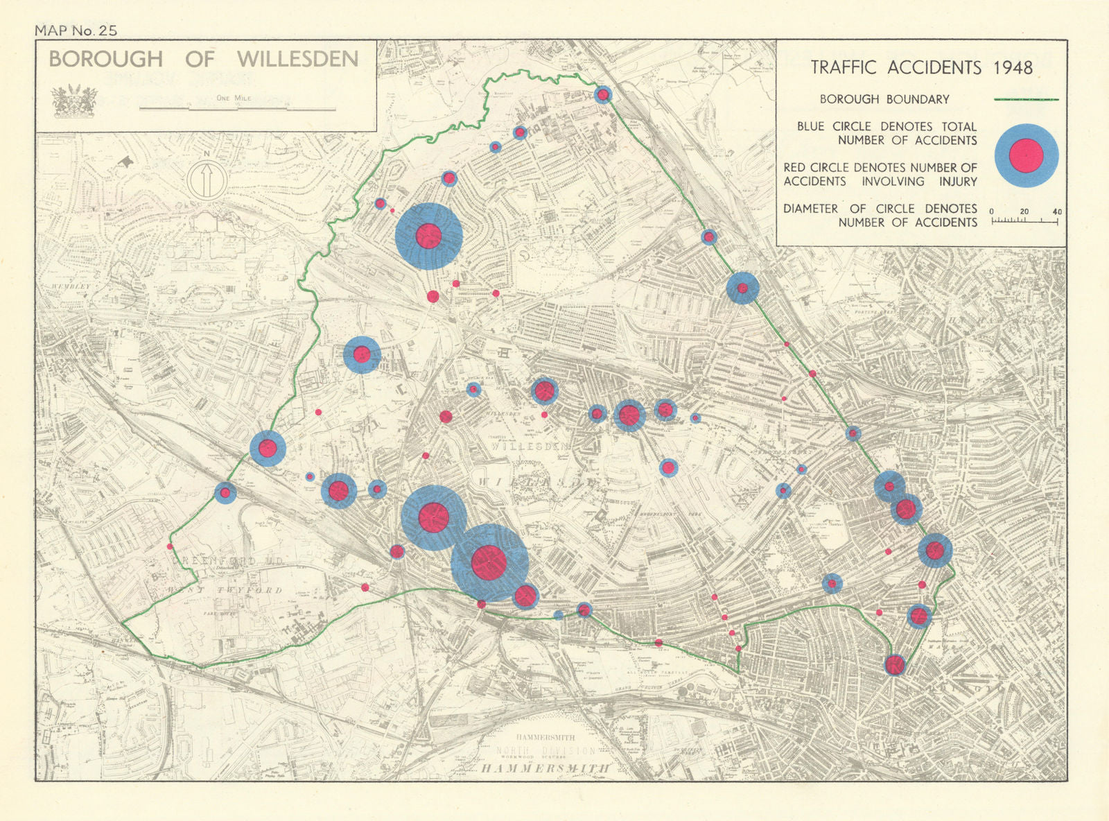Willesden Borough. Traffic accidents 1948. Kensal Kilburn Neasden 1950 ...