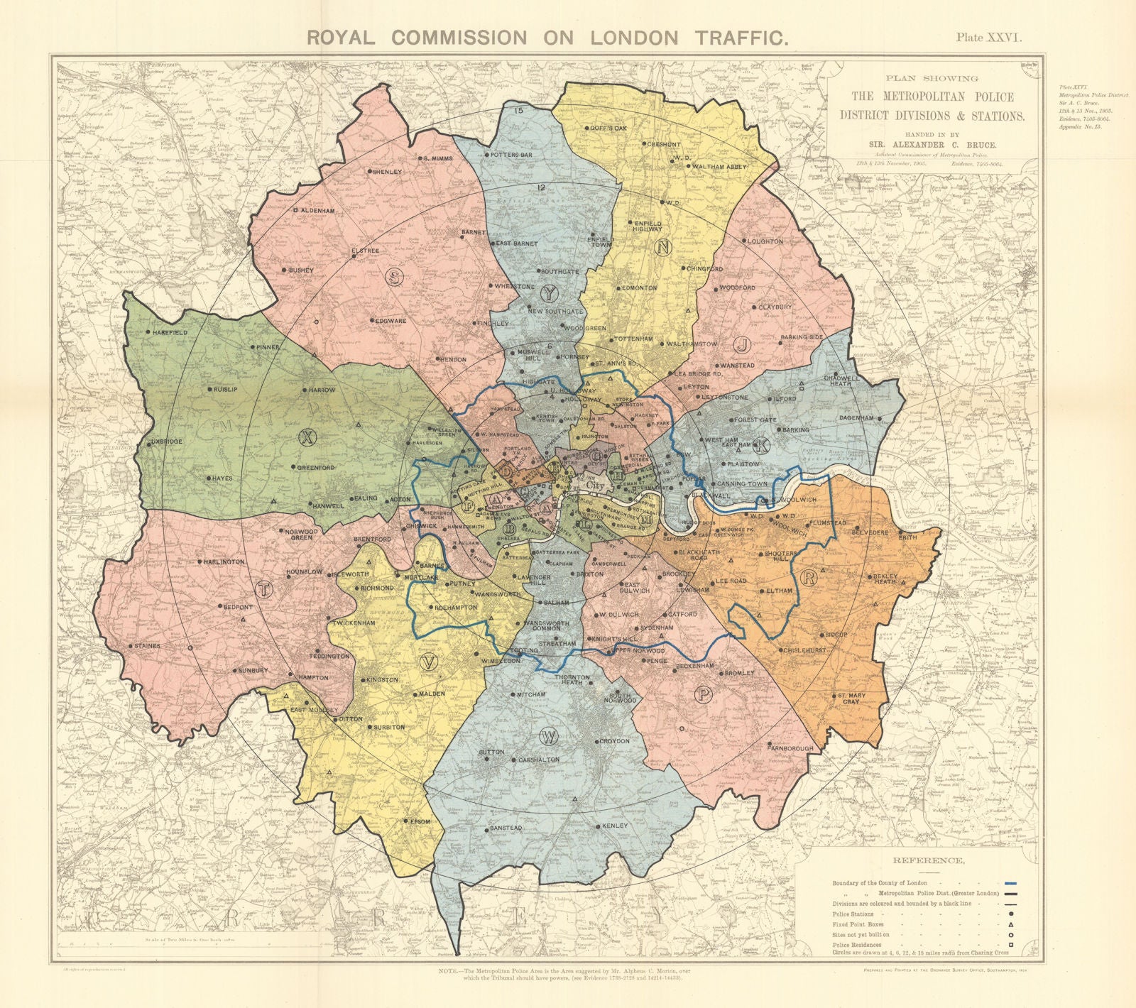 Metropolitan Police District divisions & stations. Sir Alexander Bruce ...