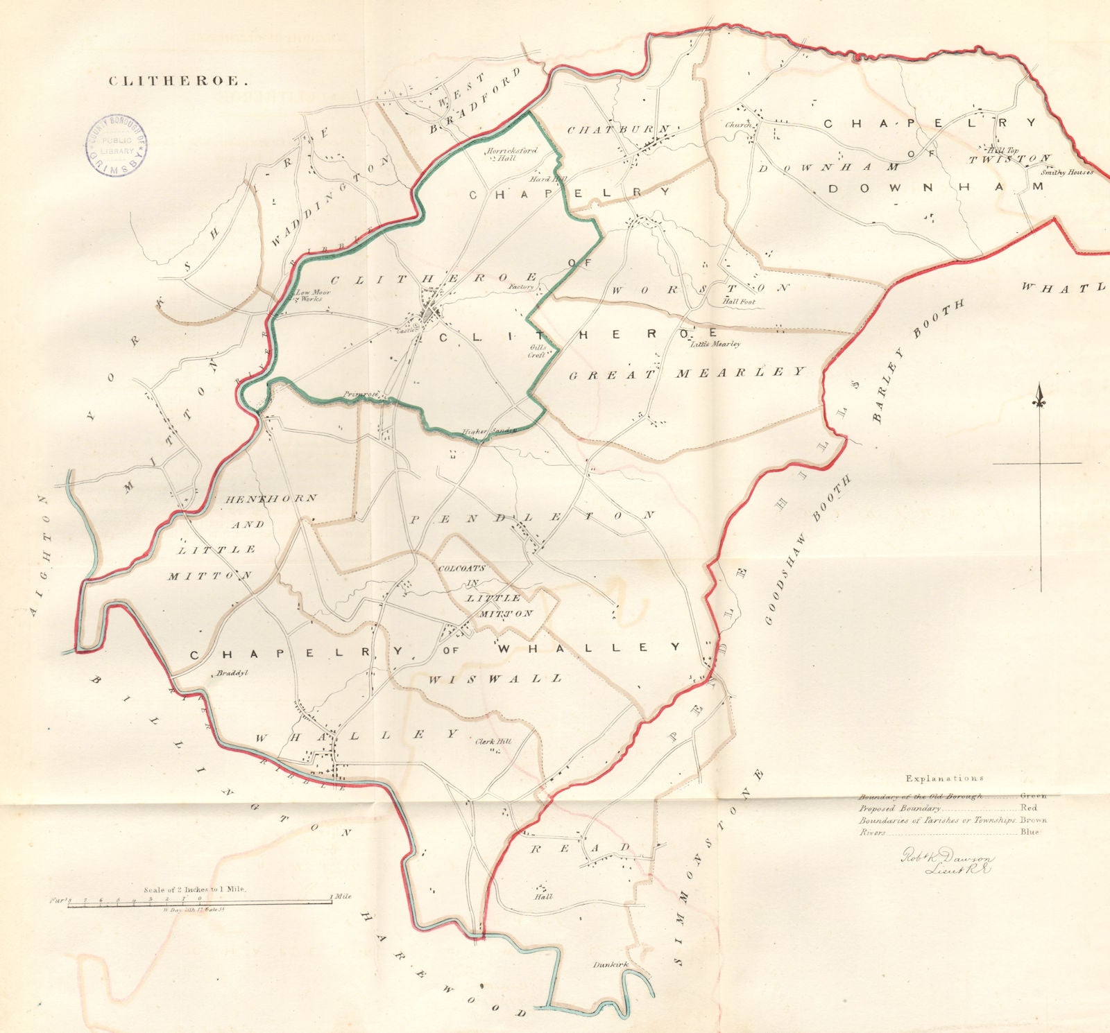 CLITHEROE town plan. REFORM ACT. Twiston Whalley. Lancashire. DAWSON ...